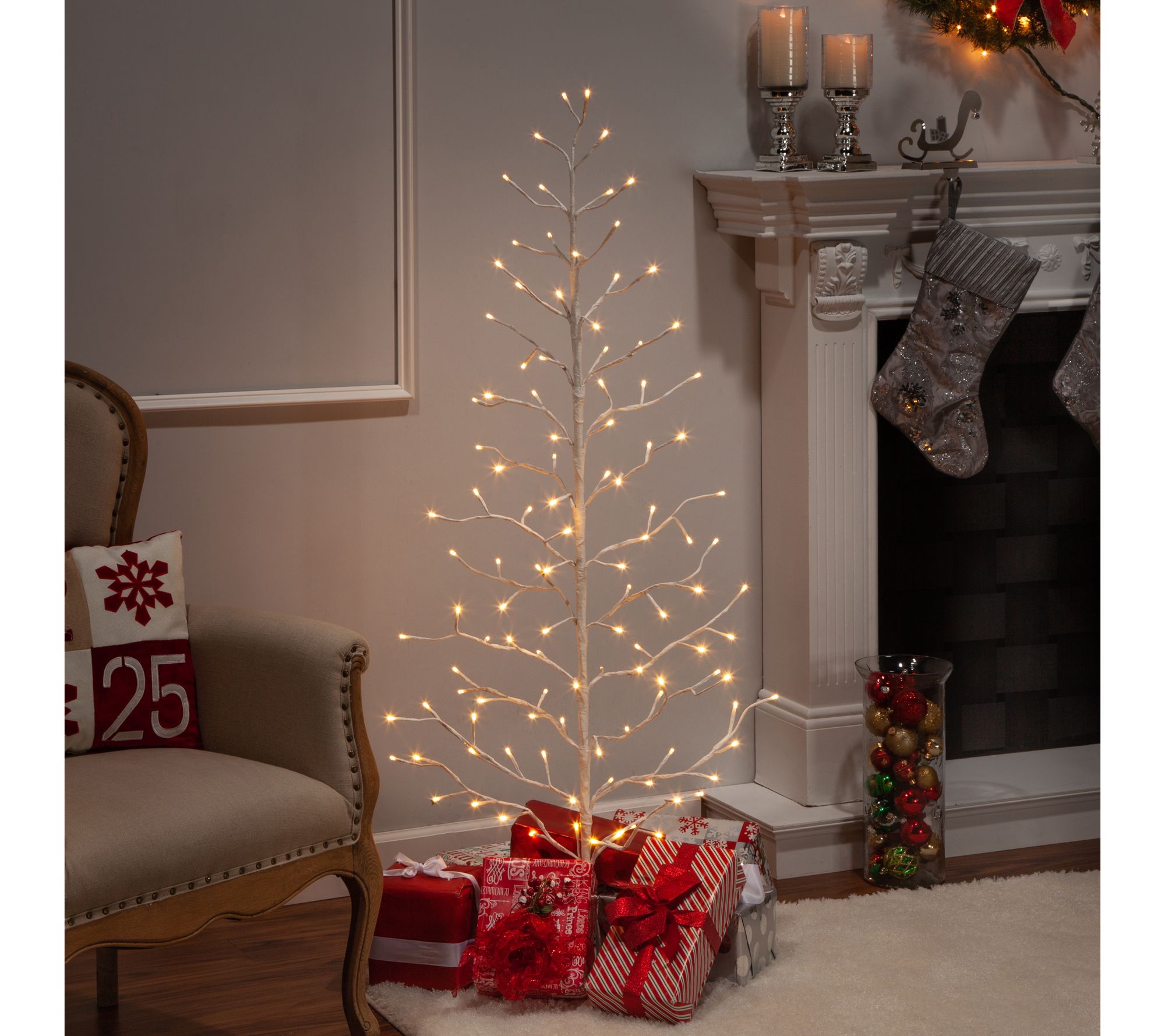 5-Foot High White 2-D Tree with Warm LED Lightsby Gerson Co - QVC.com