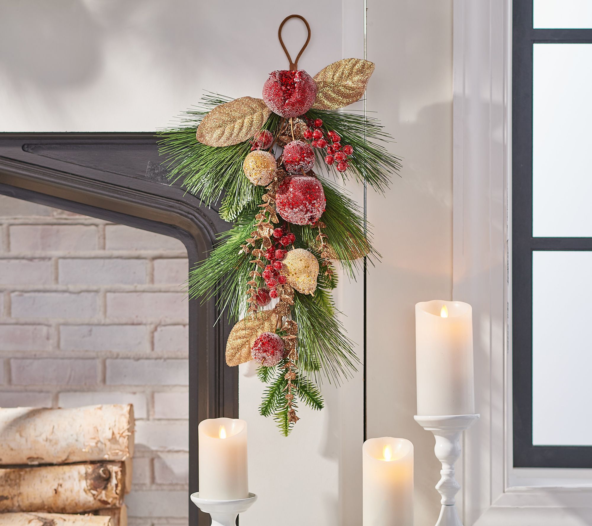 "As Is" 26" Beaded Fruit and Berry Swag by Valerie - QVC.com