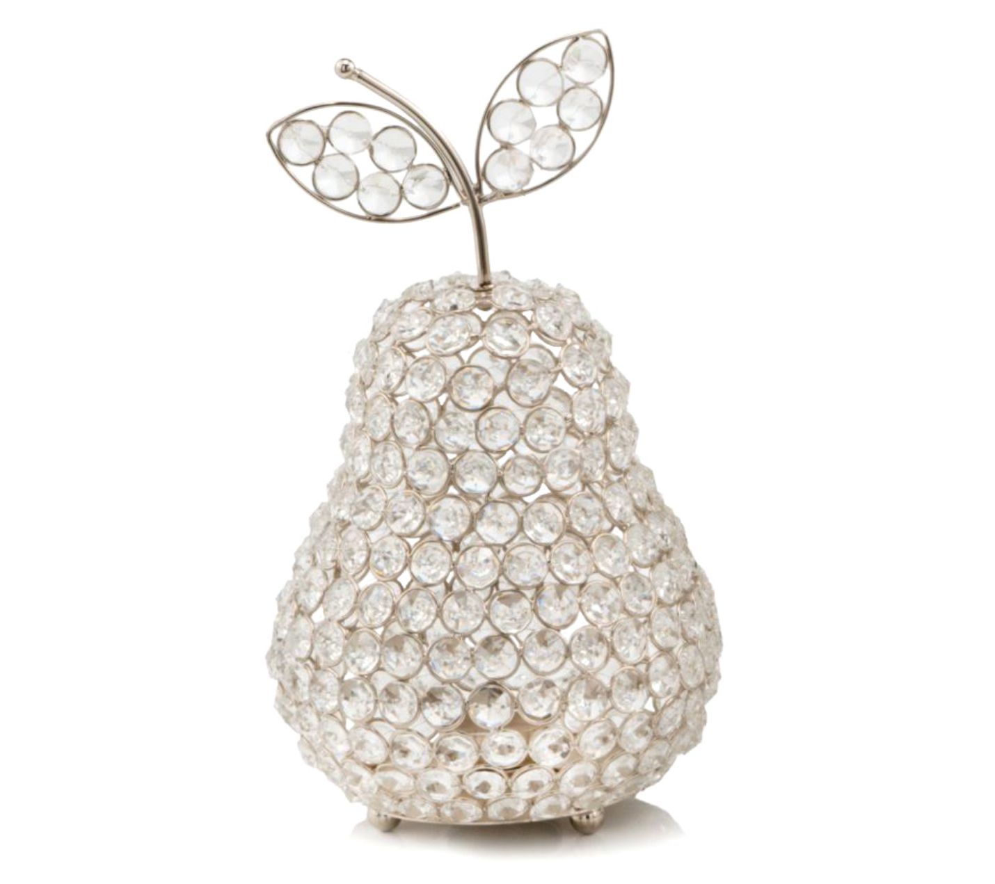 HomeRoots 12" Silvertone Pear Faux-Crystal Sculpture - QVC.com