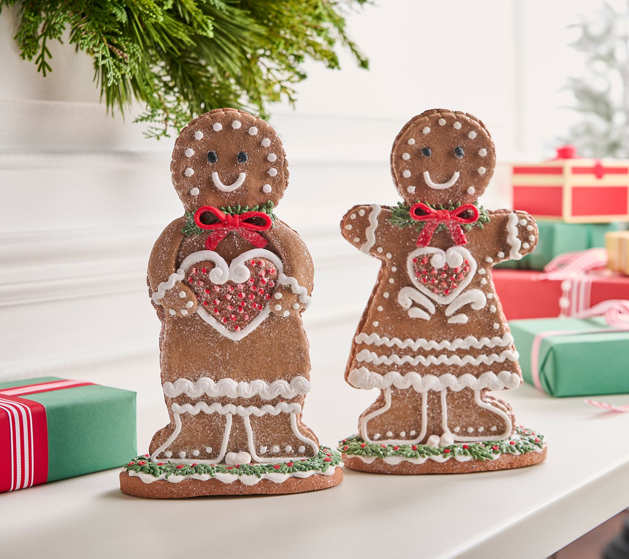 "As Is" Set of 2 Hearts Come Home Gingerbread Boy & Girl - QVC.com