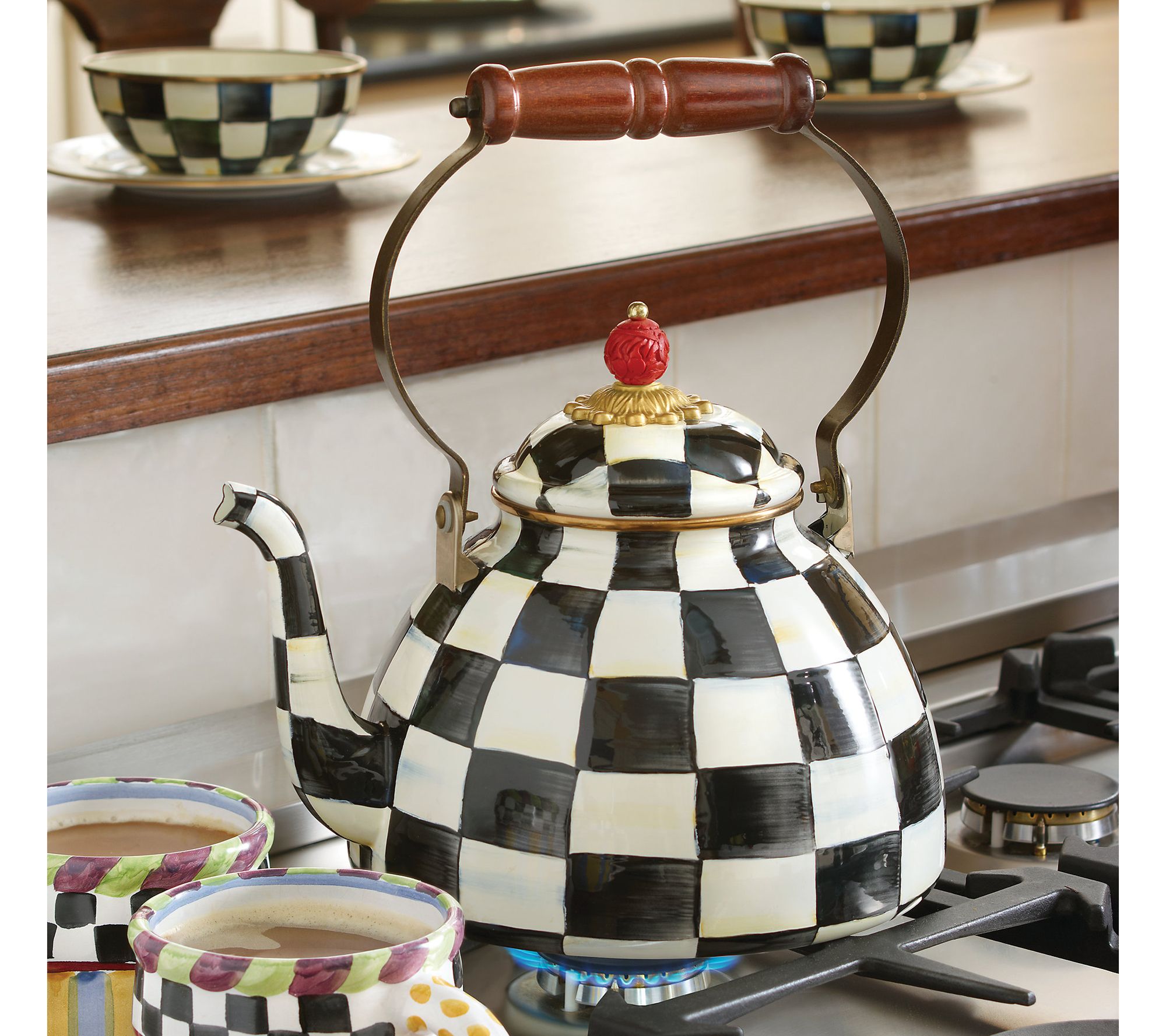 "As Is" Mackenzie- Childs 3-Quart Enamel Tea Kettle - QVC.com