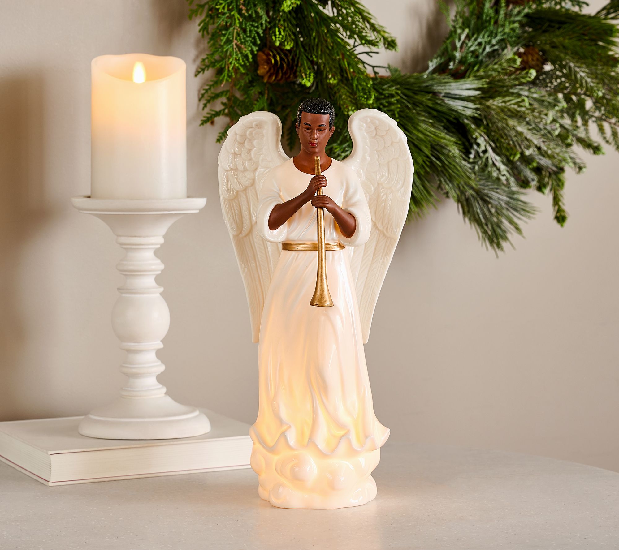"As Is" 13" Illuminated Porcelain Male Angel by Valerie - QVC.com