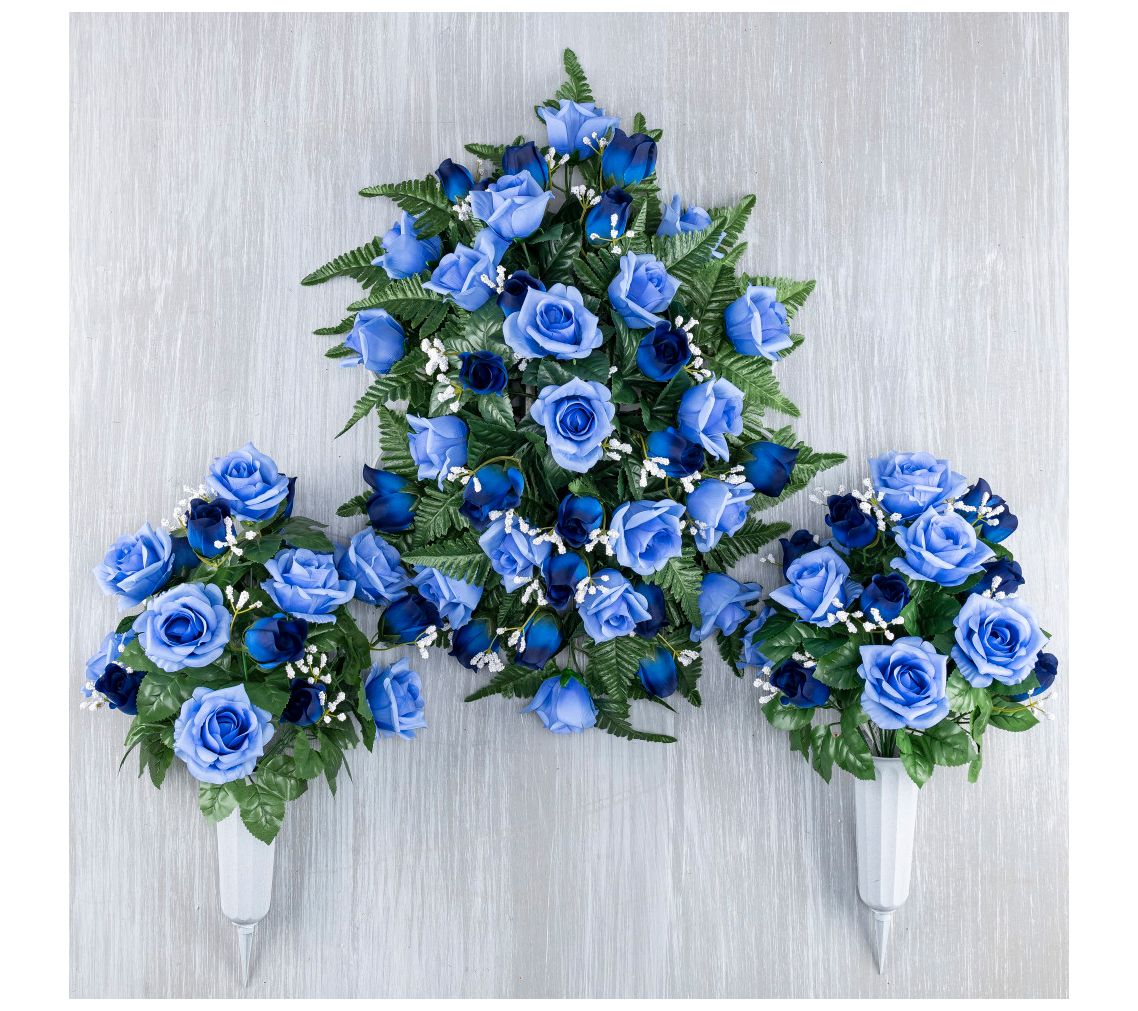 3 Piece Light Blue Memorial Rose Vase Set by Teters-USR - QVC.com
