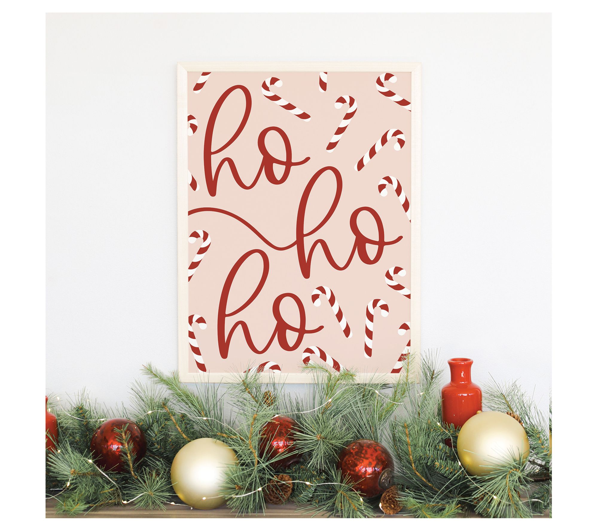Sincere Surroundings 24" Ho Ho Ho Candy Canes Thin Frame - QVC.com