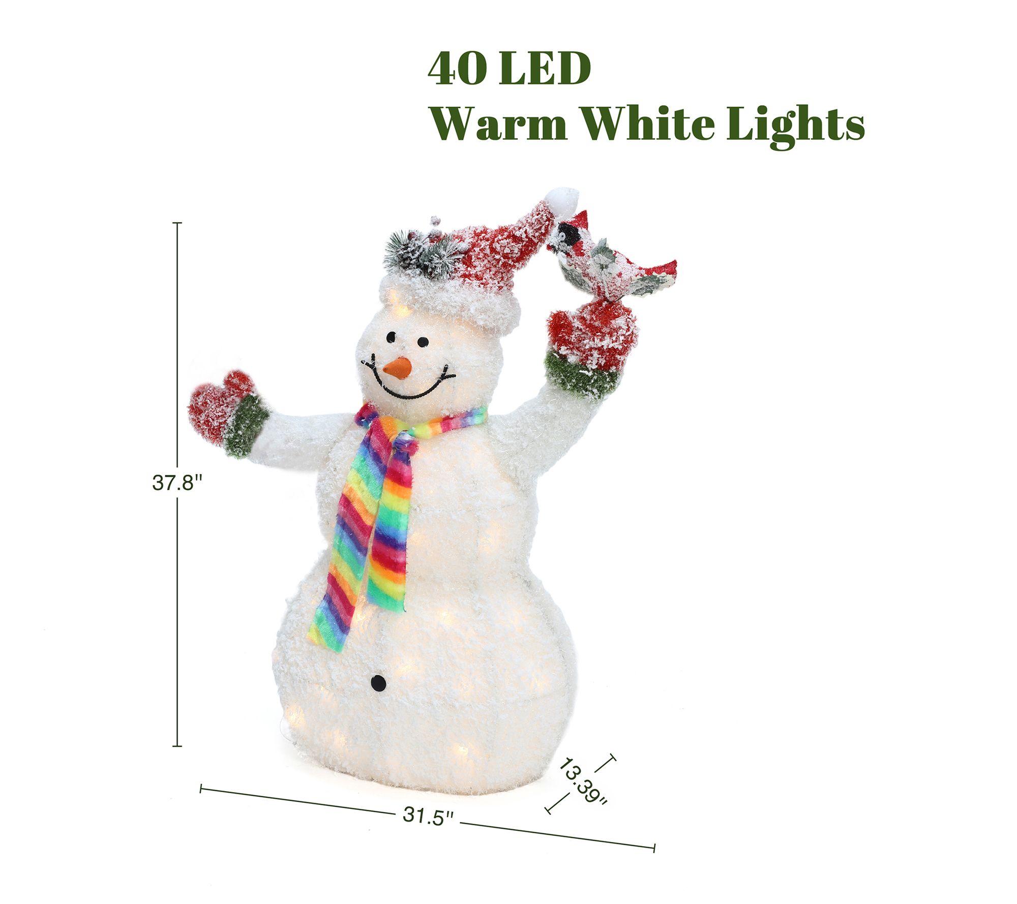 LuxenHome 3Ft Lighted Snowman with Bird, Outdoor Xmas Display - QVC.com