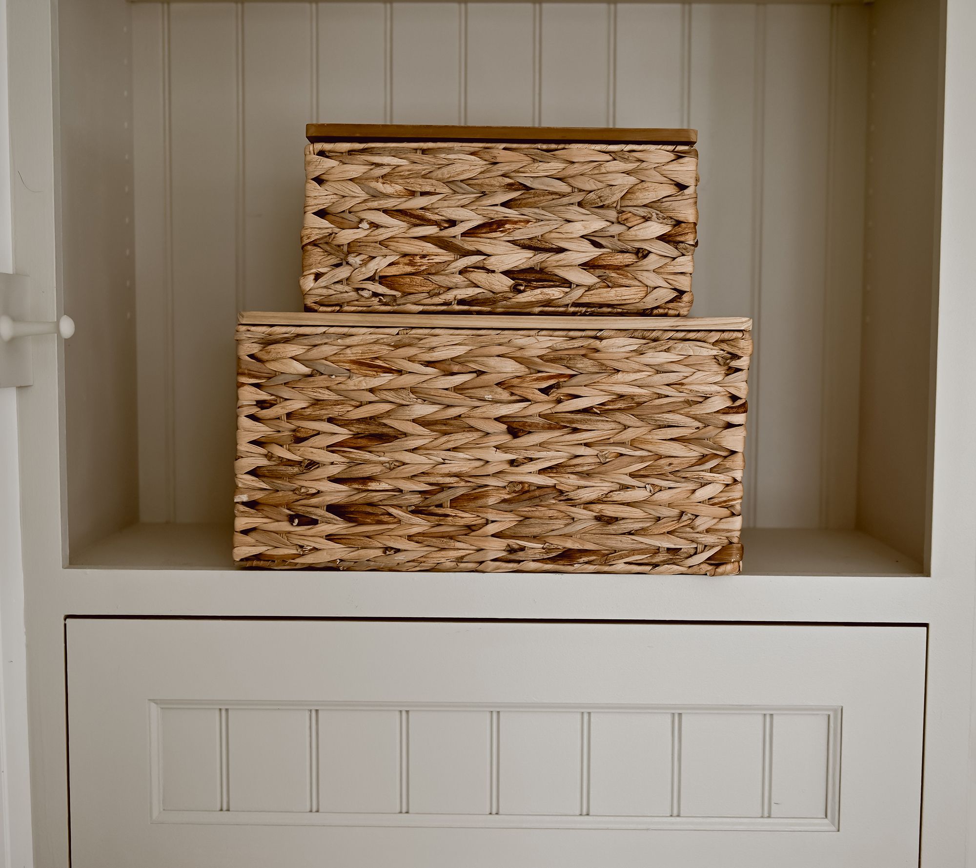 Cozy Cottage by Liz Marie Set of 2 Baskets with Wooden Lids - QVC.com