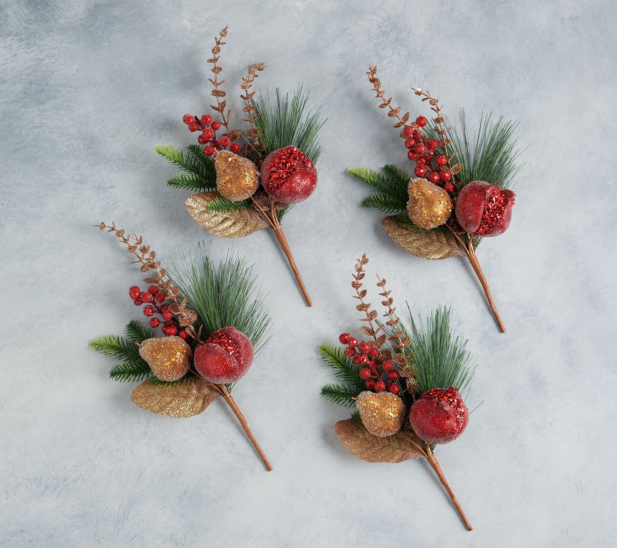 "As Is" Set of 4 Beaded Fruit and Berry Picks by Valerie - QVC.com