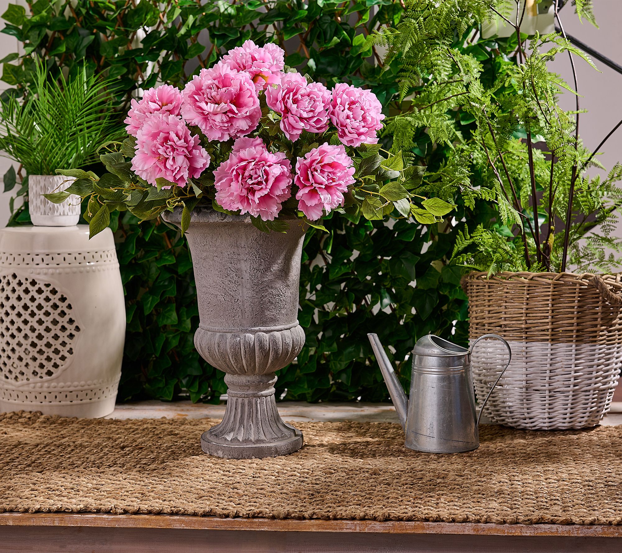 "As Is" Indoor/ Outdoor Peony Deluxe Urn Filler by Valerie - QVC.com