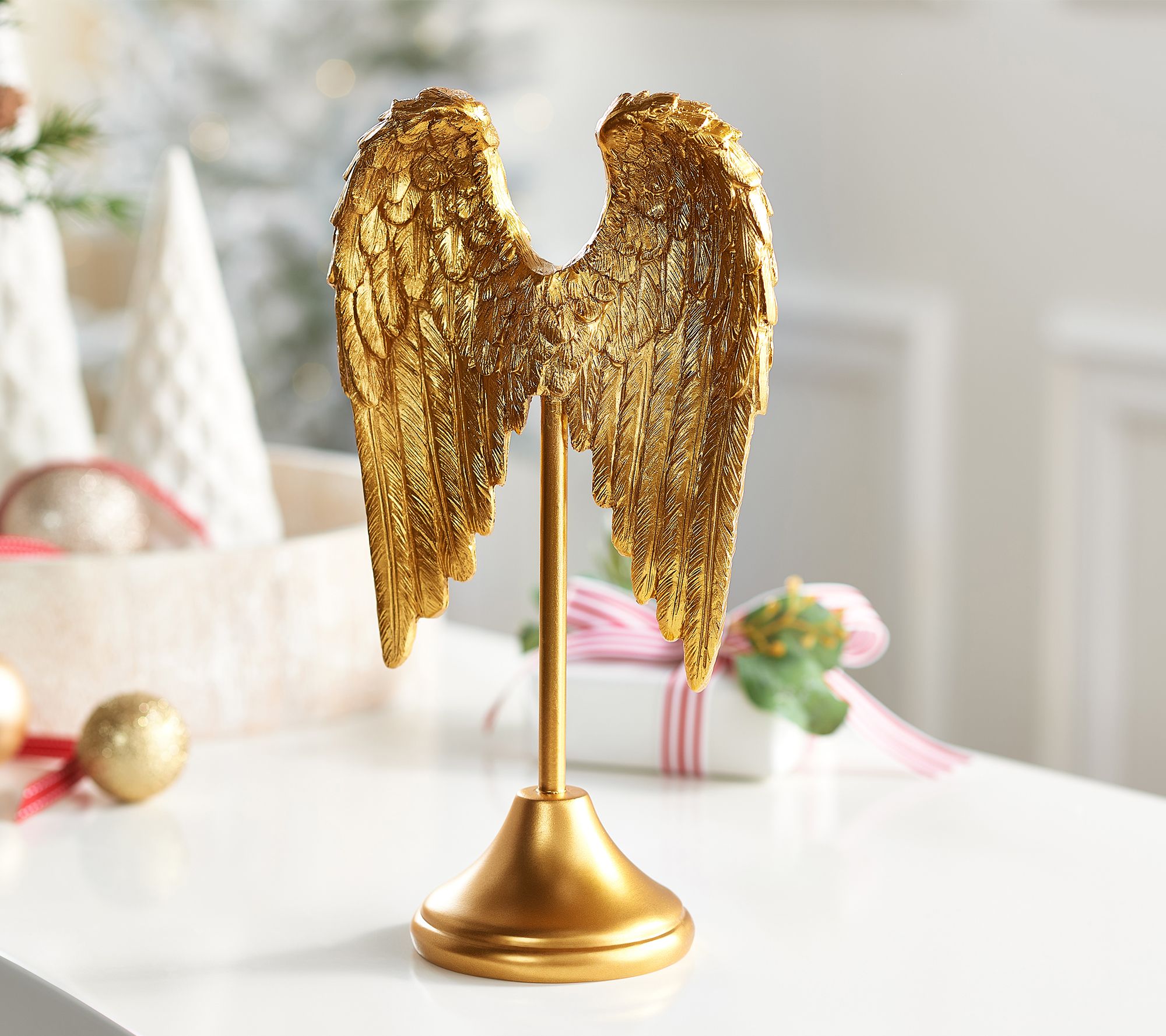"As Is" Home Reflections 10" Metallic Standing Angel Wings - QVC.com