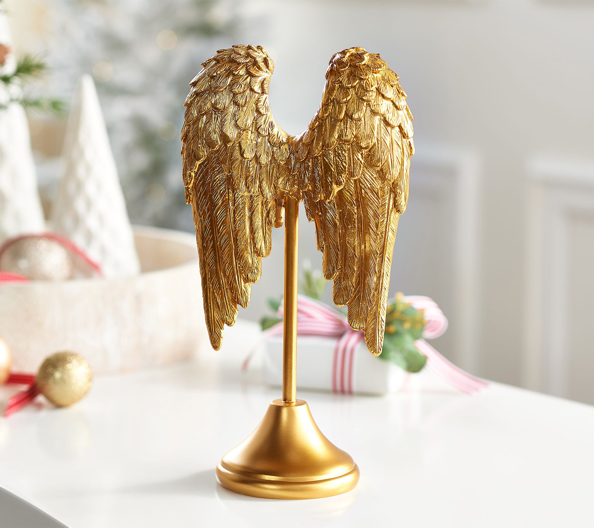 "As Is" Home Reflections 10" Metallic Standing Angel Wings - QVC.com