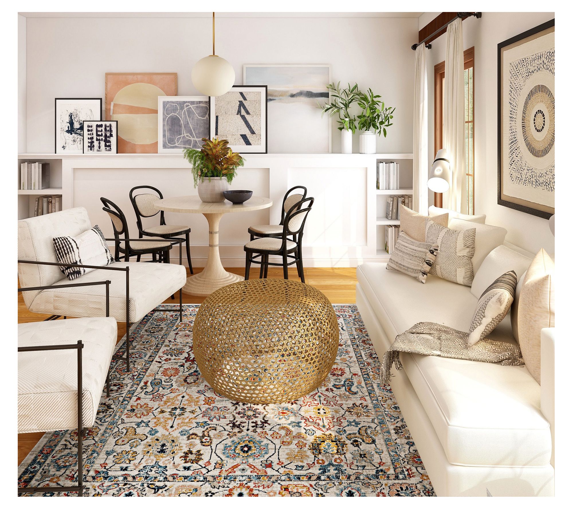 Linon Home Decor Pinnacle Laramie Ivory & Blue8'x10' Rug - QVC.com