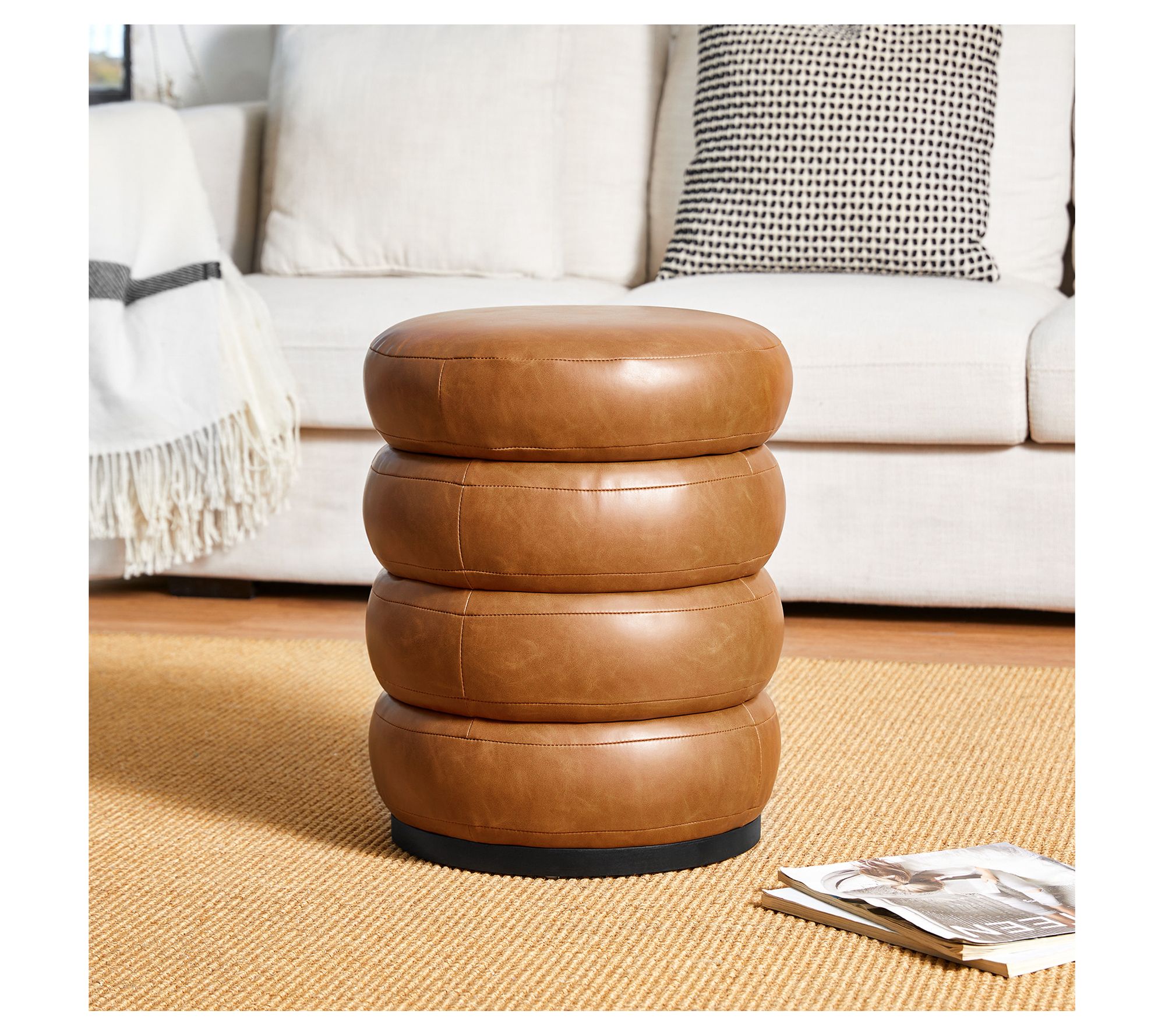 Glitzhome Modern Upholstered Storage Ottoman /Accent Stool - QVC.com