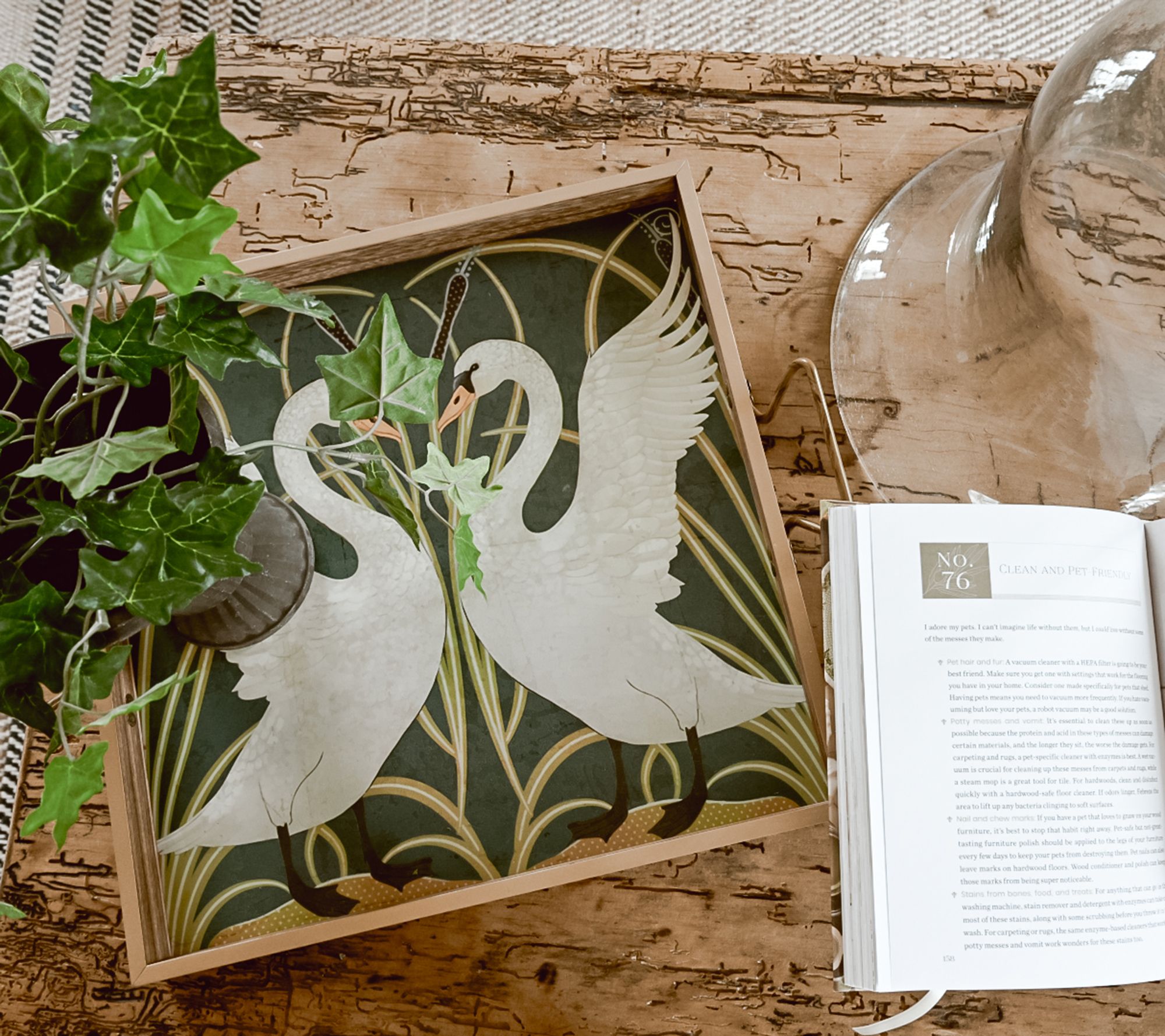 "As Is" Cozy Cottage by Liz Marie 16"x16" Tray w/ Swan Motif - QVC.com