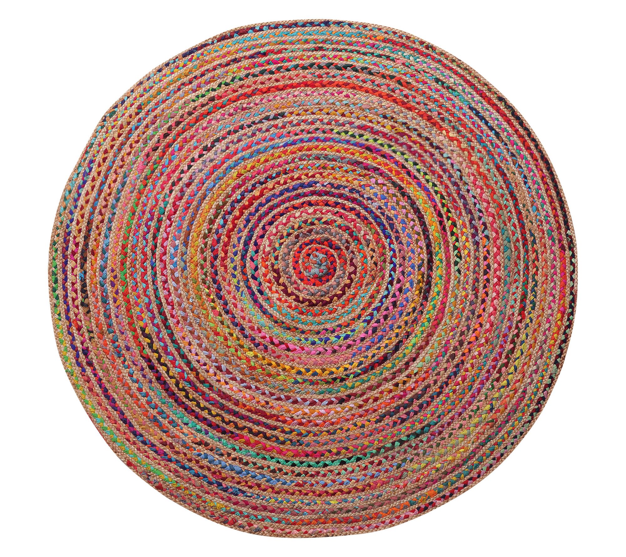 Ox Bay Ingrid Cotton and Jute Rainbow Indoor 5'Round Rug - QVC.com
