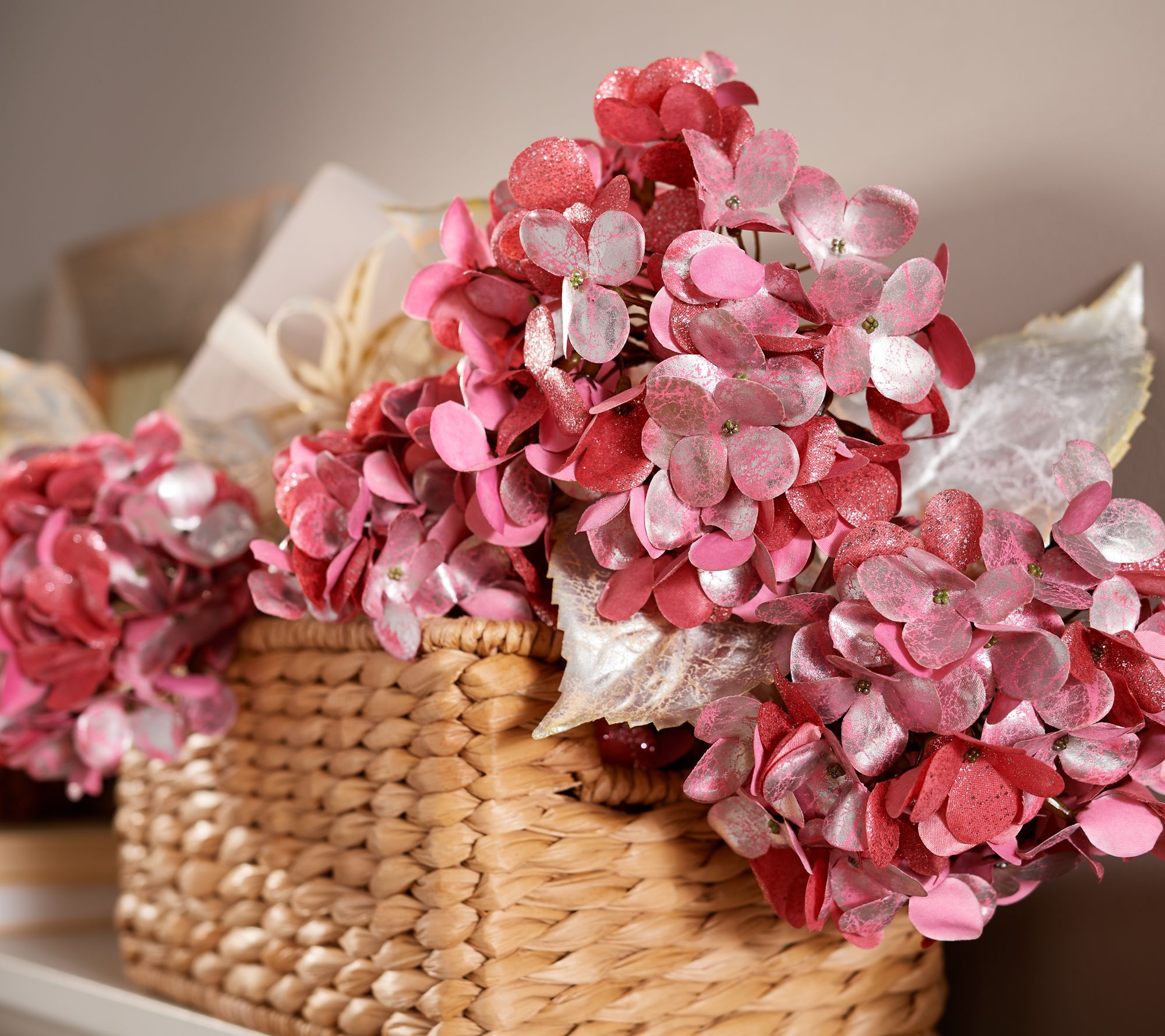 "As Is" Set of 6 Metallic Hydrangea Blossom Stems by Valerie - QVC.com