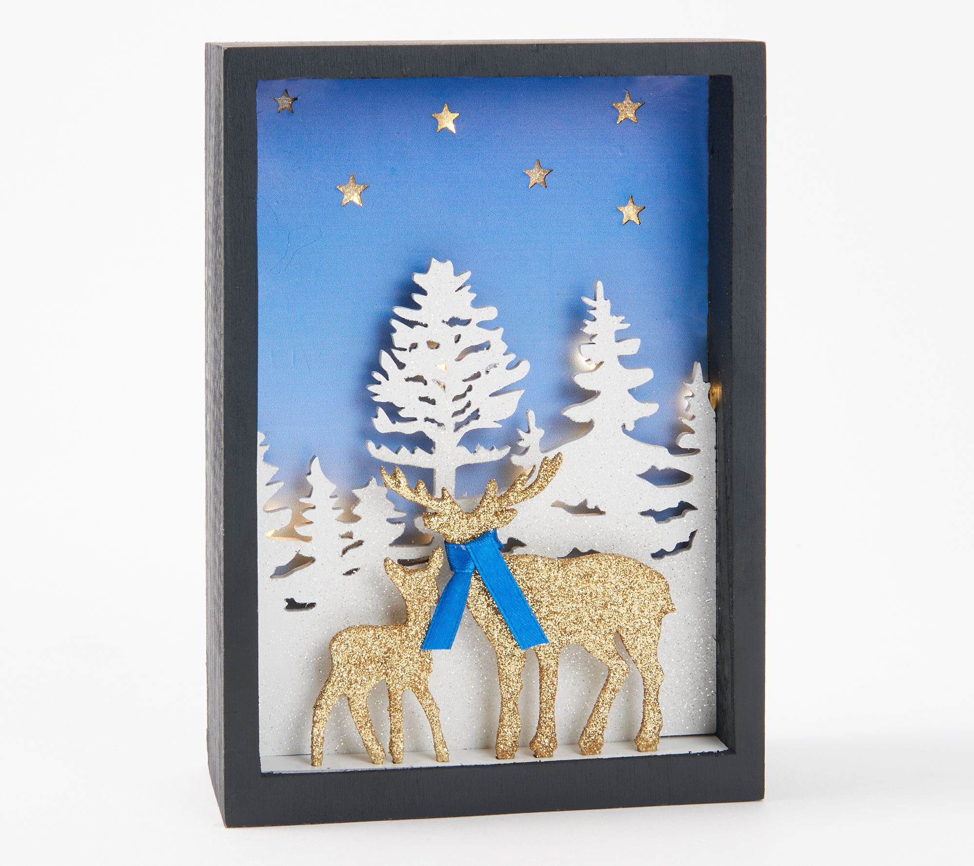 Scott Living 5"x 7" Illuminated Woodland Shadow Box - QVC.com