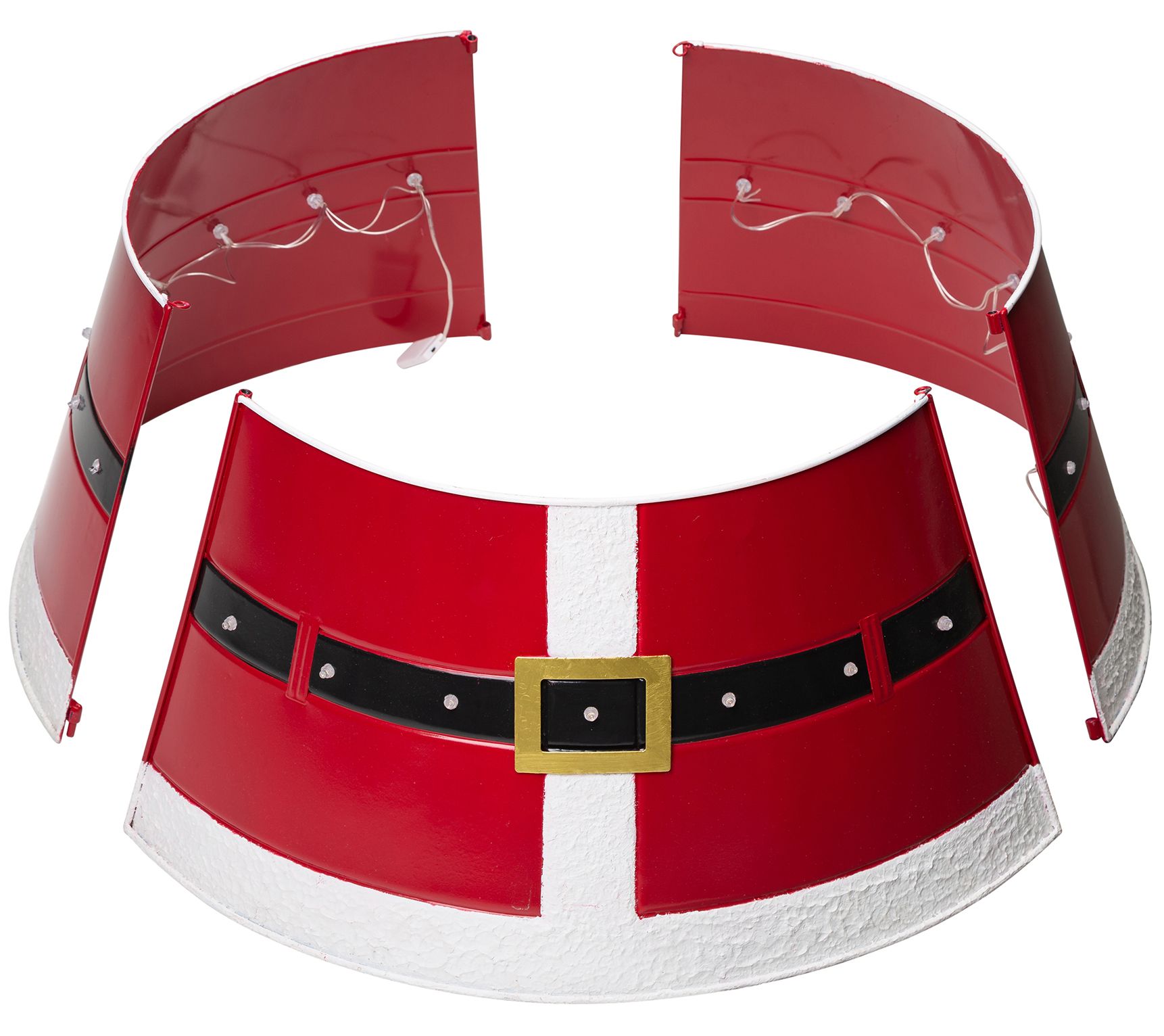Glitzhome 26"D Santa Belt Christmas Tree Collar w/Light String - QVC.com