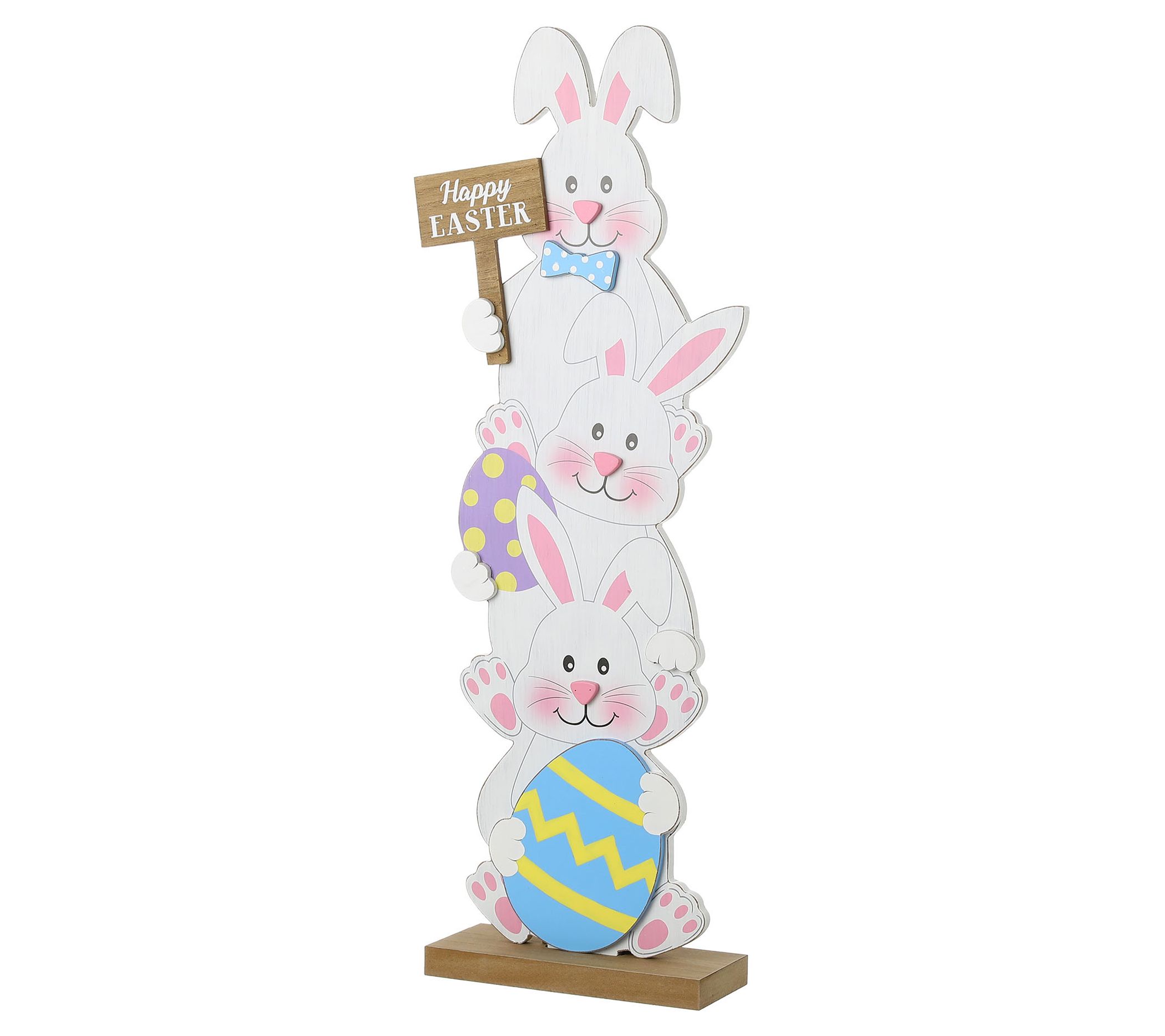 Glitzhome The Stacked Bunny Family Easter PorchDecor - QVC.com