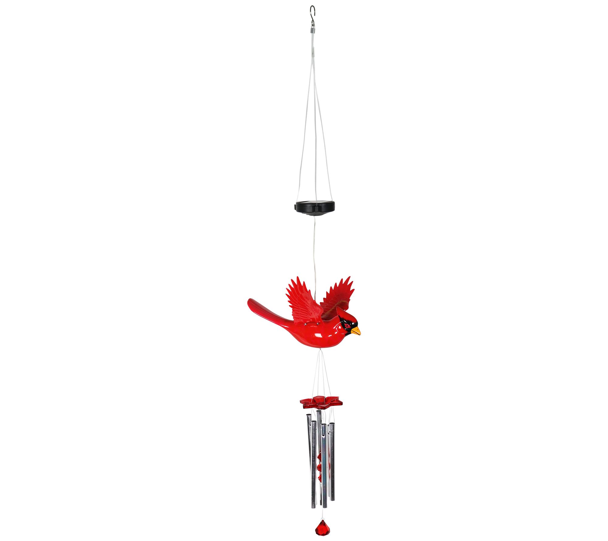 Exhart Solar Red Cardinal Fluttering Wings WindChime - QVC.com