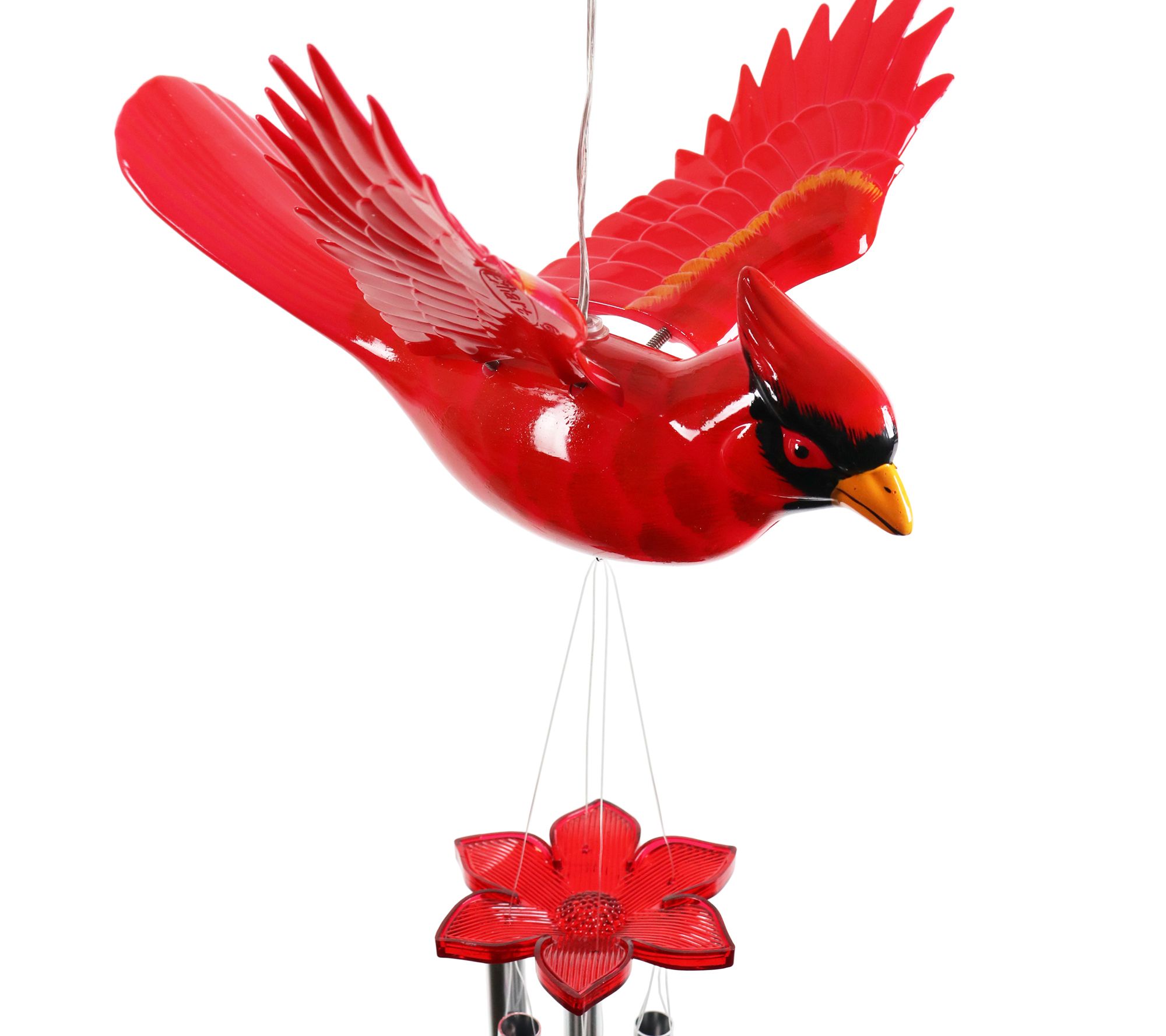 Exhart Solar Red Cardinal Fluttering Wings WindChime - QVC.com