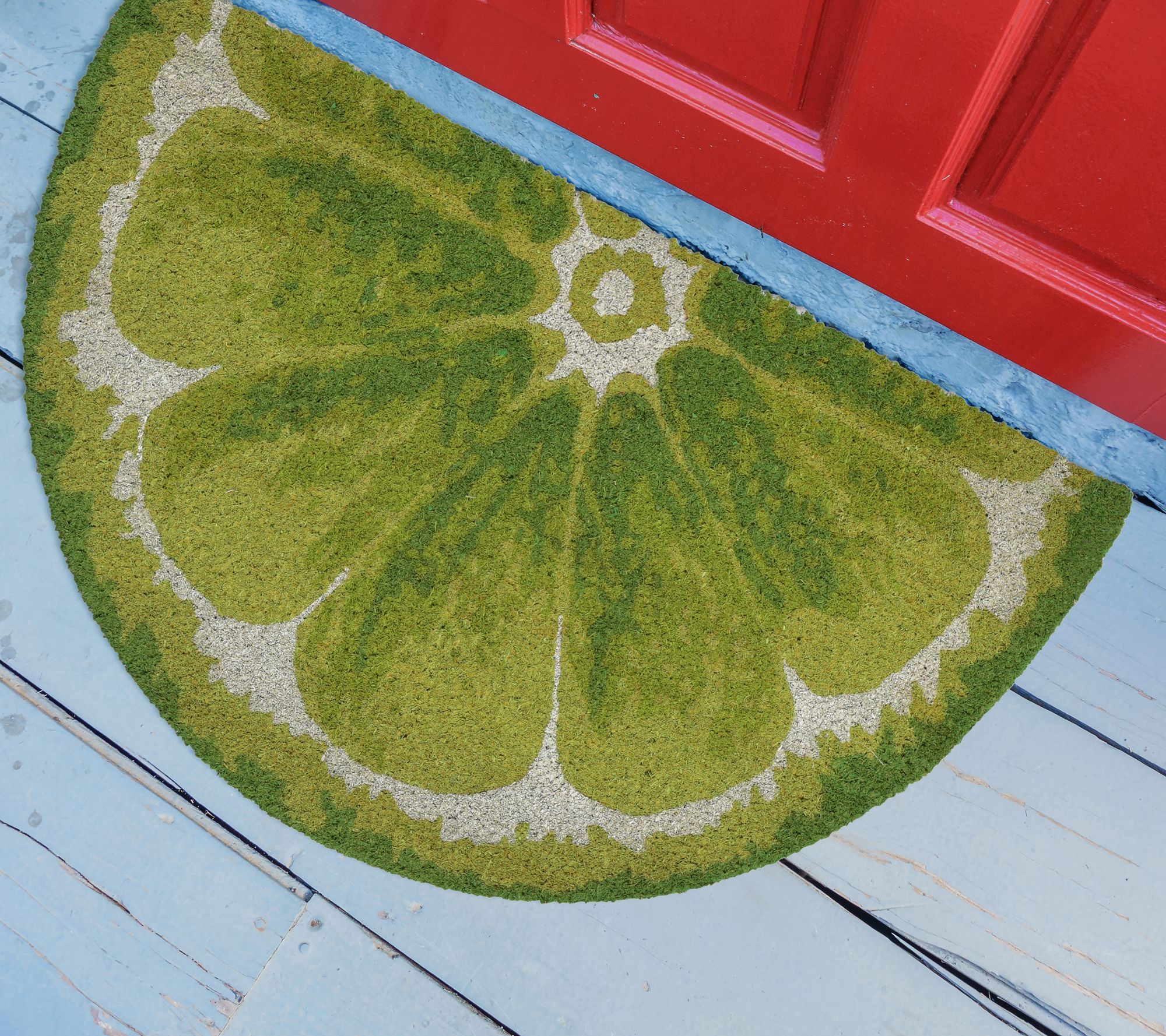 Liora Manne Natura Lime Outdoor Mat 18" x 30" Half Round - QVC.com