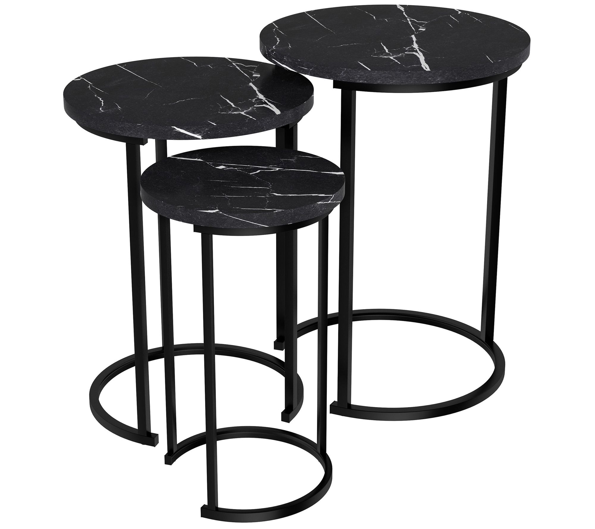 Lavish Home 3 Round End Tables Modern Faux Marbe Top - QVC.com