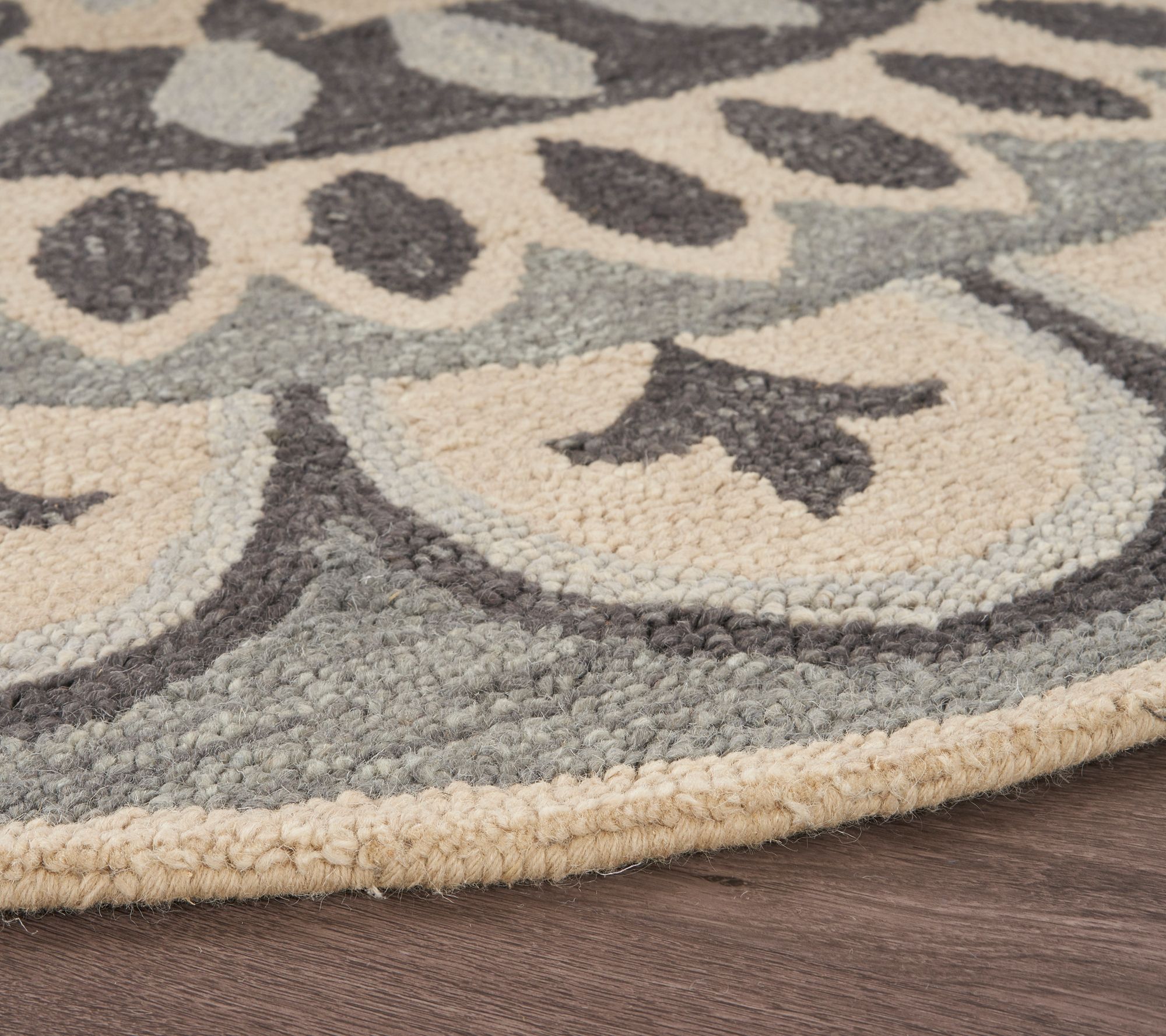 Ox Bay Gray Classic Medallion Wool Indoor 4' Round Rug - QVC.com