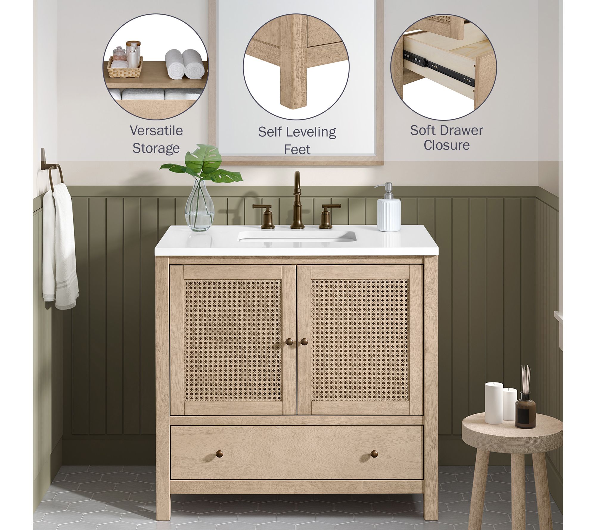 Alaterre Furniture Lucca 36" Vanity Cabinet Without Sink - QVC.com