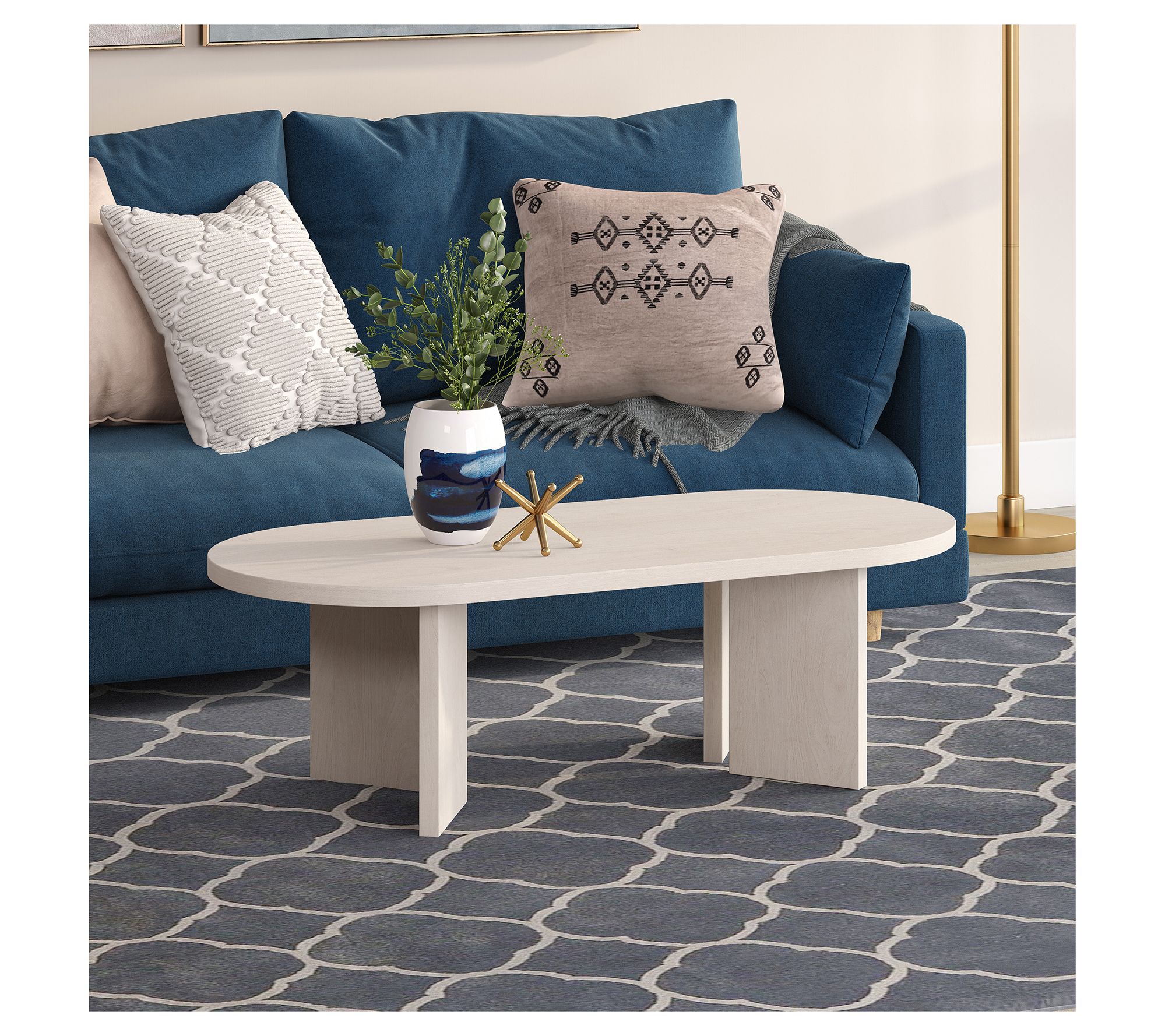 Hudson&Canal Alma 48" Wide Oval Coffee Table - QVC.com