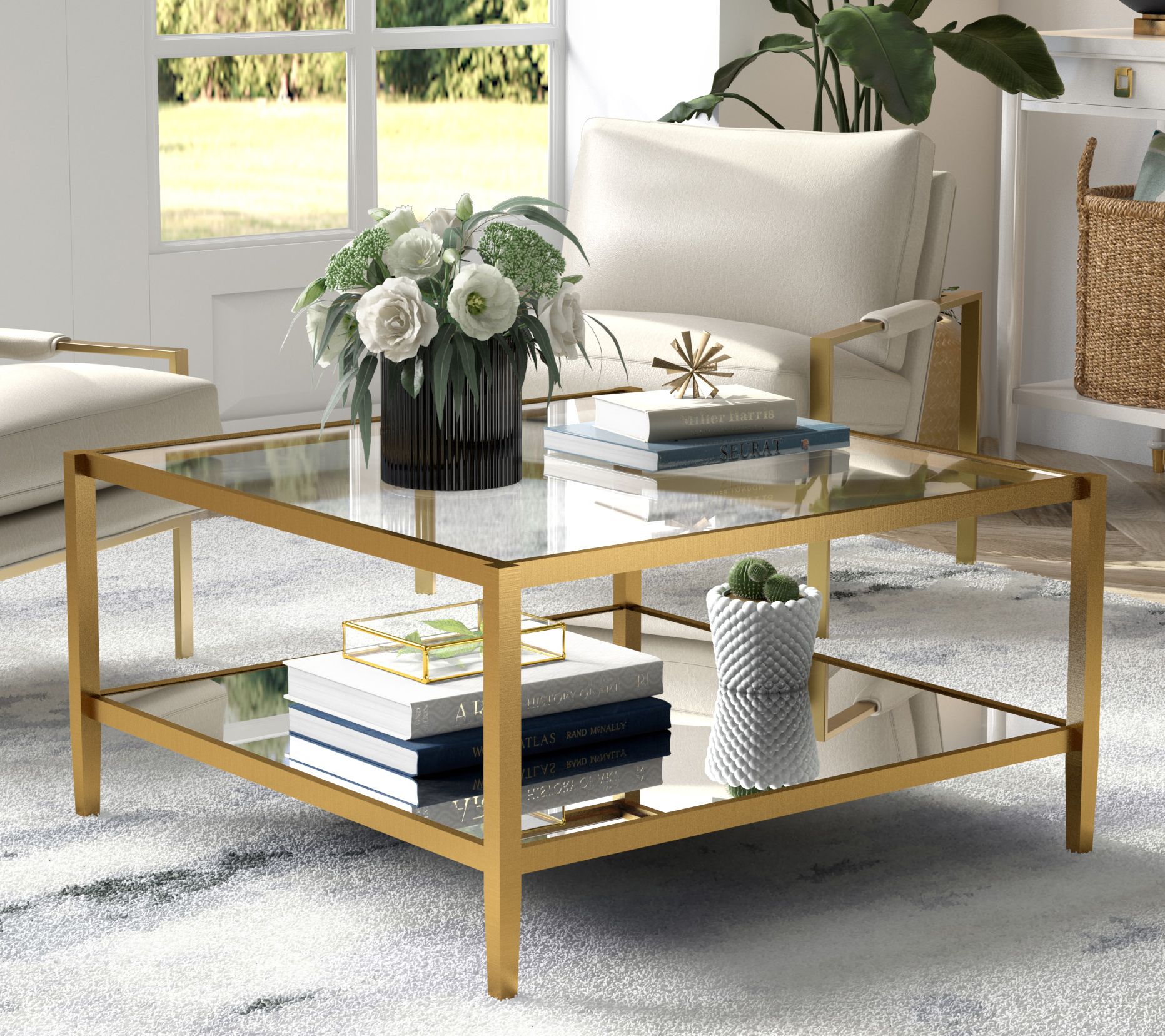 Hudson & Canal Hera Square Coffee Table With Glass Top - QVC.com