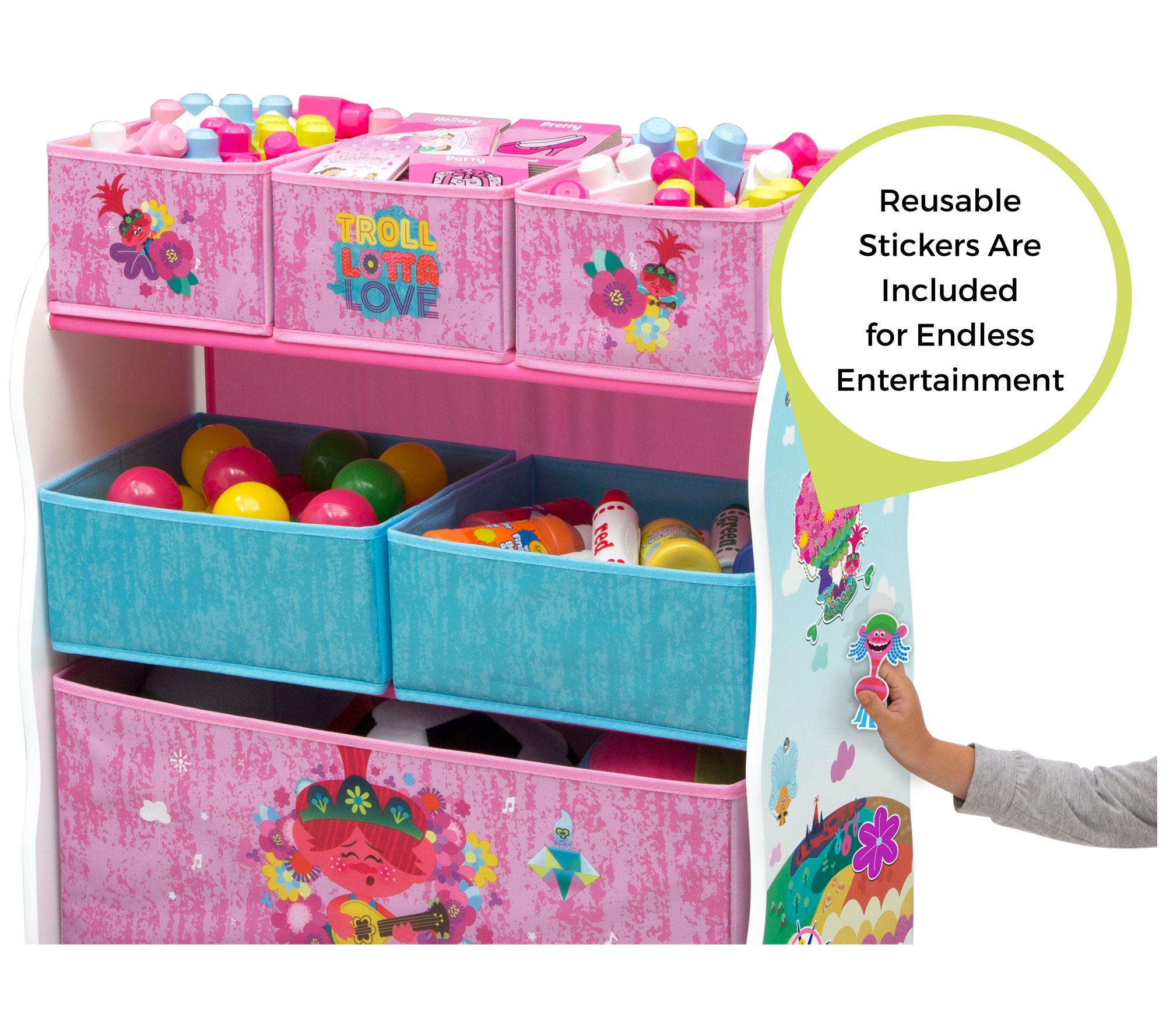 Trolls World Tour Design and Store 6-Bin Toy Organizer - QVC.com