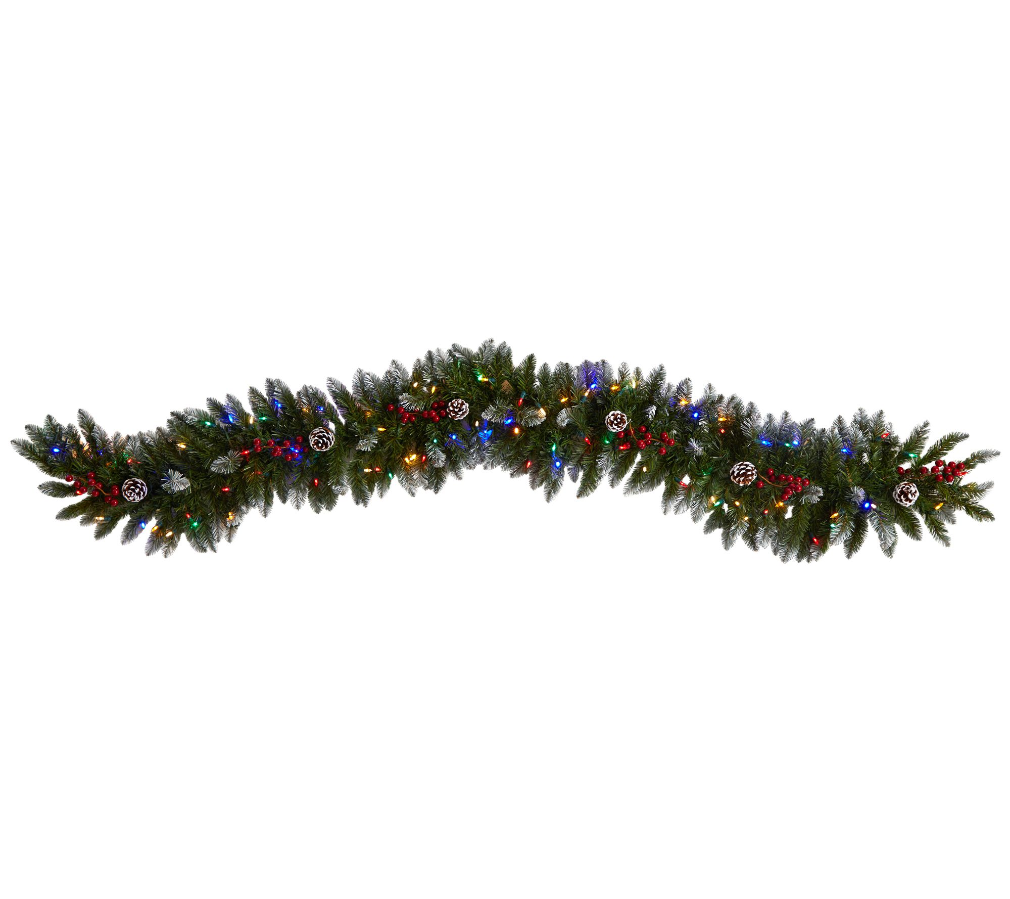 Nearly Natural 6' Snow Tipped Extra Wide Garland w/100 Lights - QVC.com