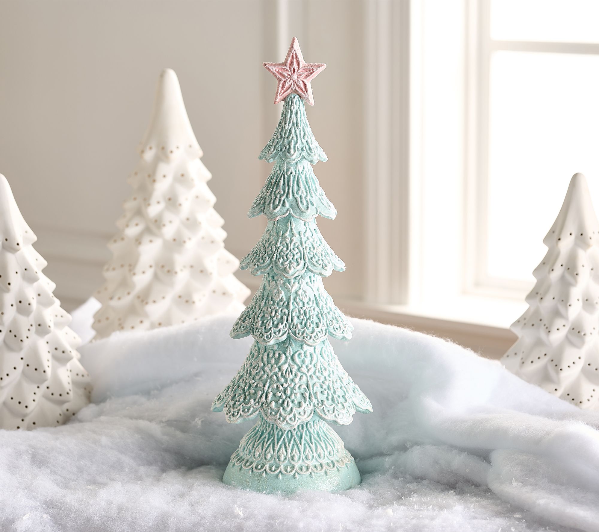 "As Is" 18" Snowy Gingerbread Lace Tree by Valerie - QVC.com