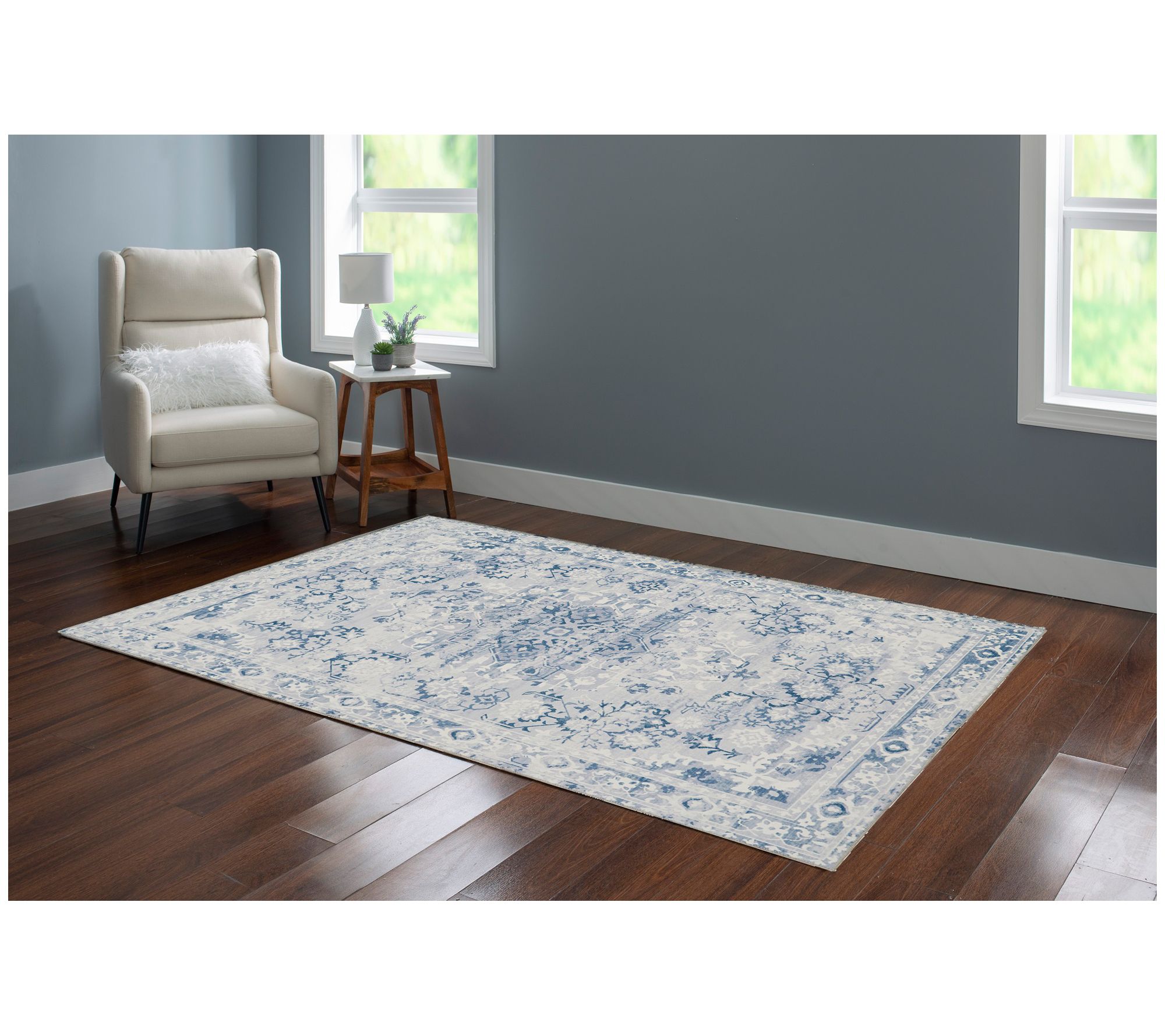 Linon Home Decor Washable Brielle Grey/Ivory 5'x7' Area Rug - QVC.com