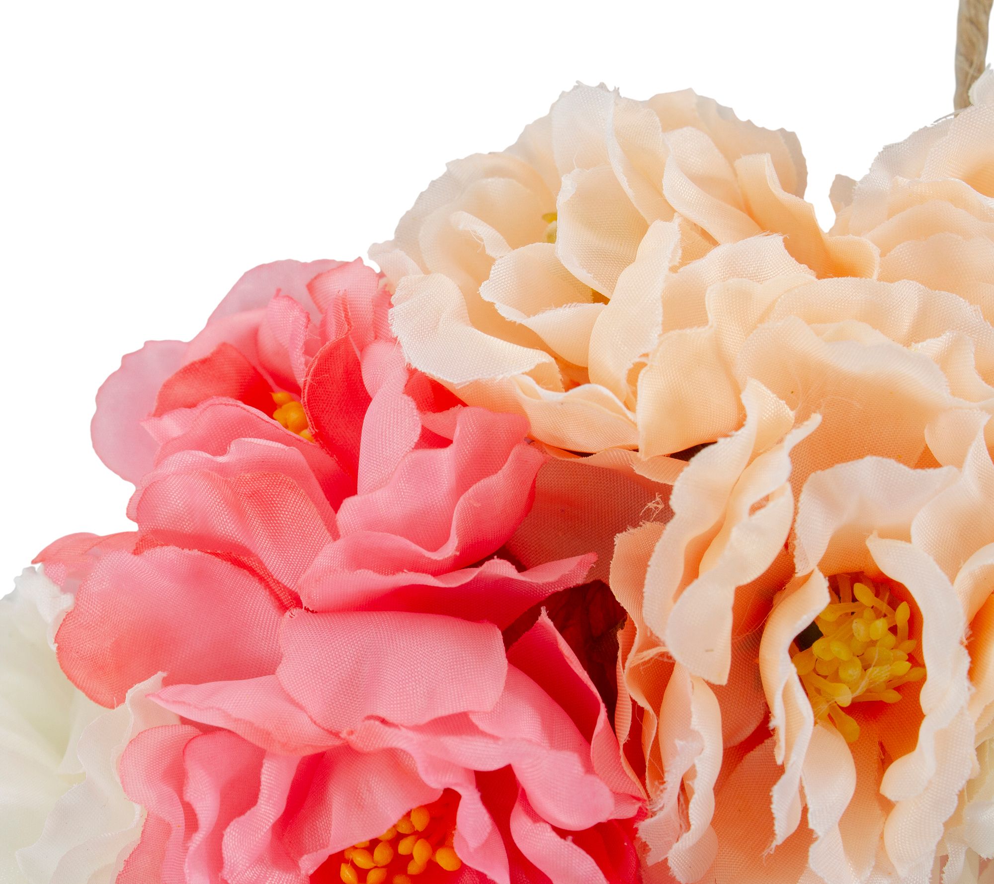 Northlight Pink & White Peony Artificial Spring Floral Wreath - QVC.com
