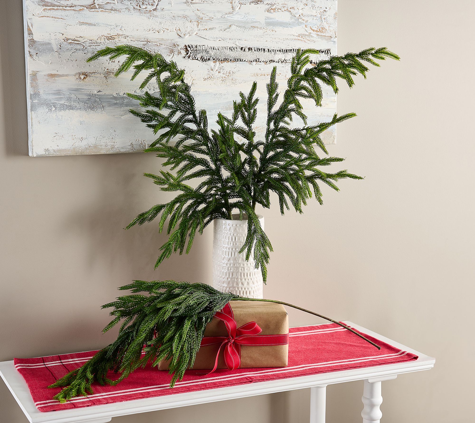 "As Is" Set of 3 38" Natural Touch Norfolk Pine Stems by Valerie - QVC.com