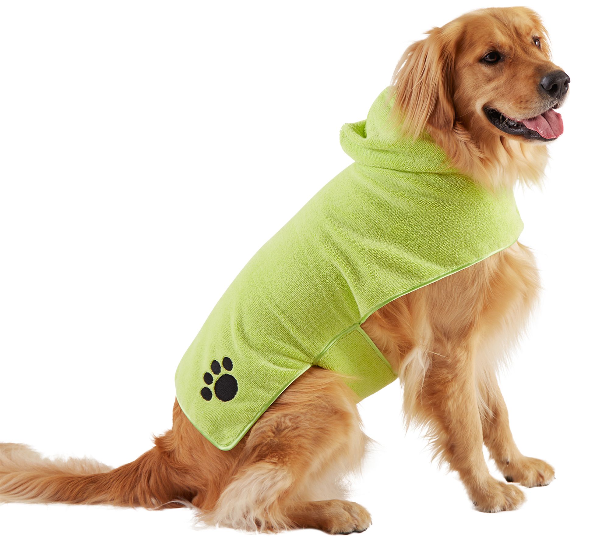 Bone Dry Embroidered Paw Pet Robe - Large - QVC.com