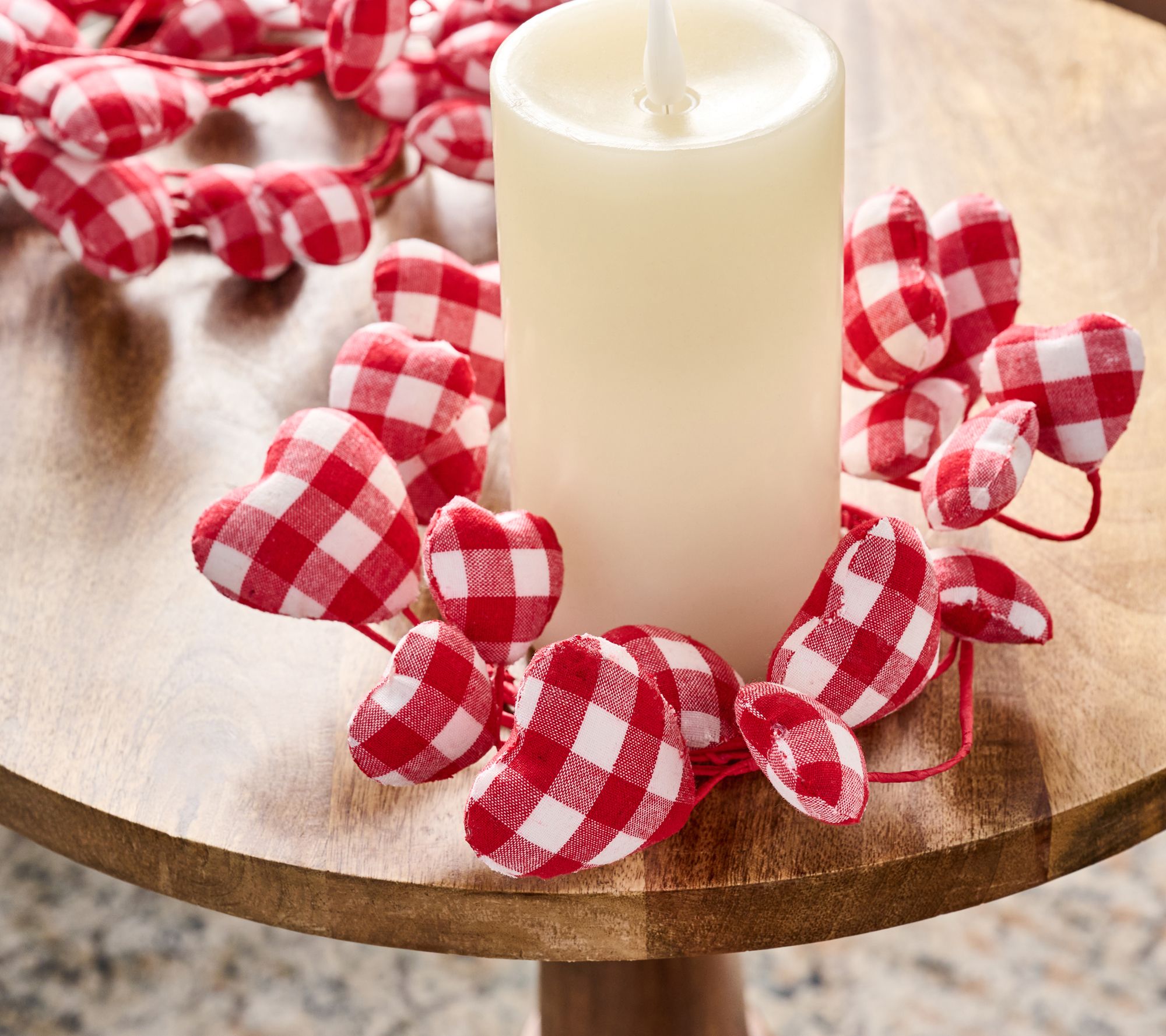 Set of 3 Valentine Checked Heart Candle Rings by Valerie - QVC.com