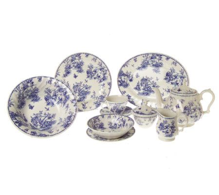 Churchill 45 Piece Toile Dinnerware Set - QVC.com