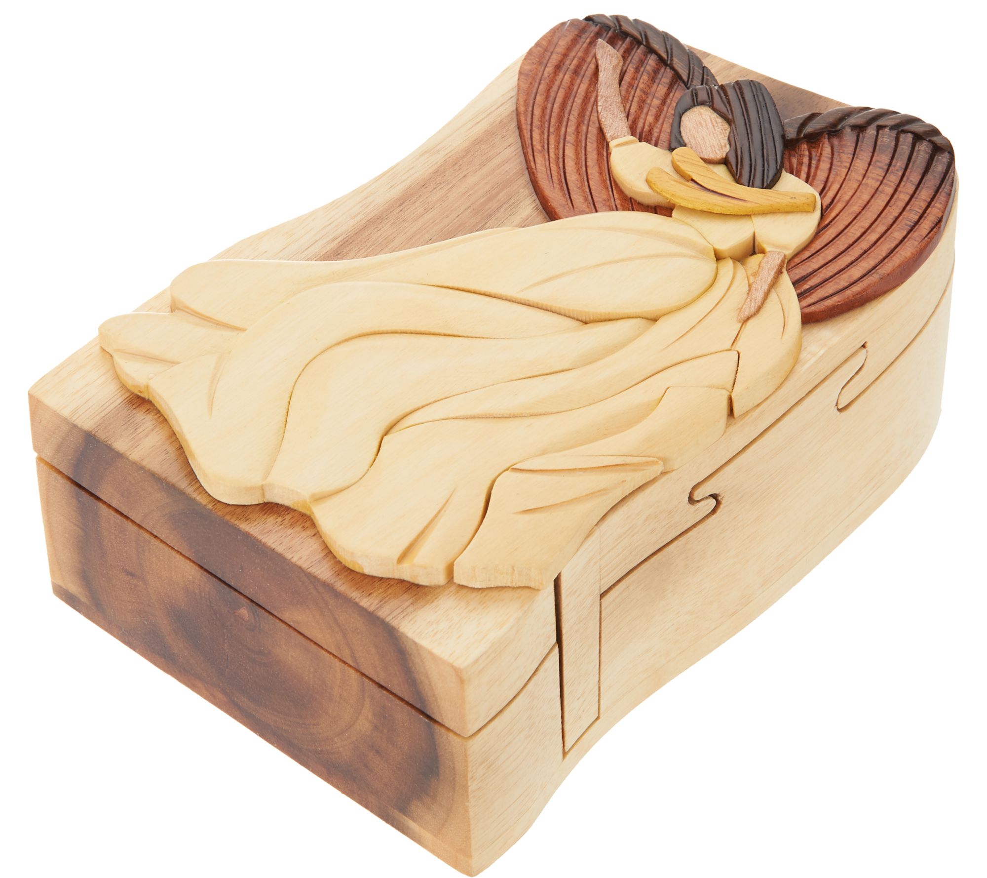 Handcrafted Hardwood Storage Puzzle Box with Magnet Closure - QVC.com