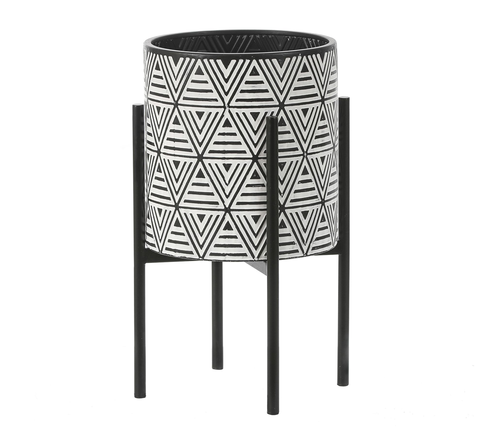 LuxenHome 2-Pc Black/White Metal Cachepot Planters with Stands - QVC.com