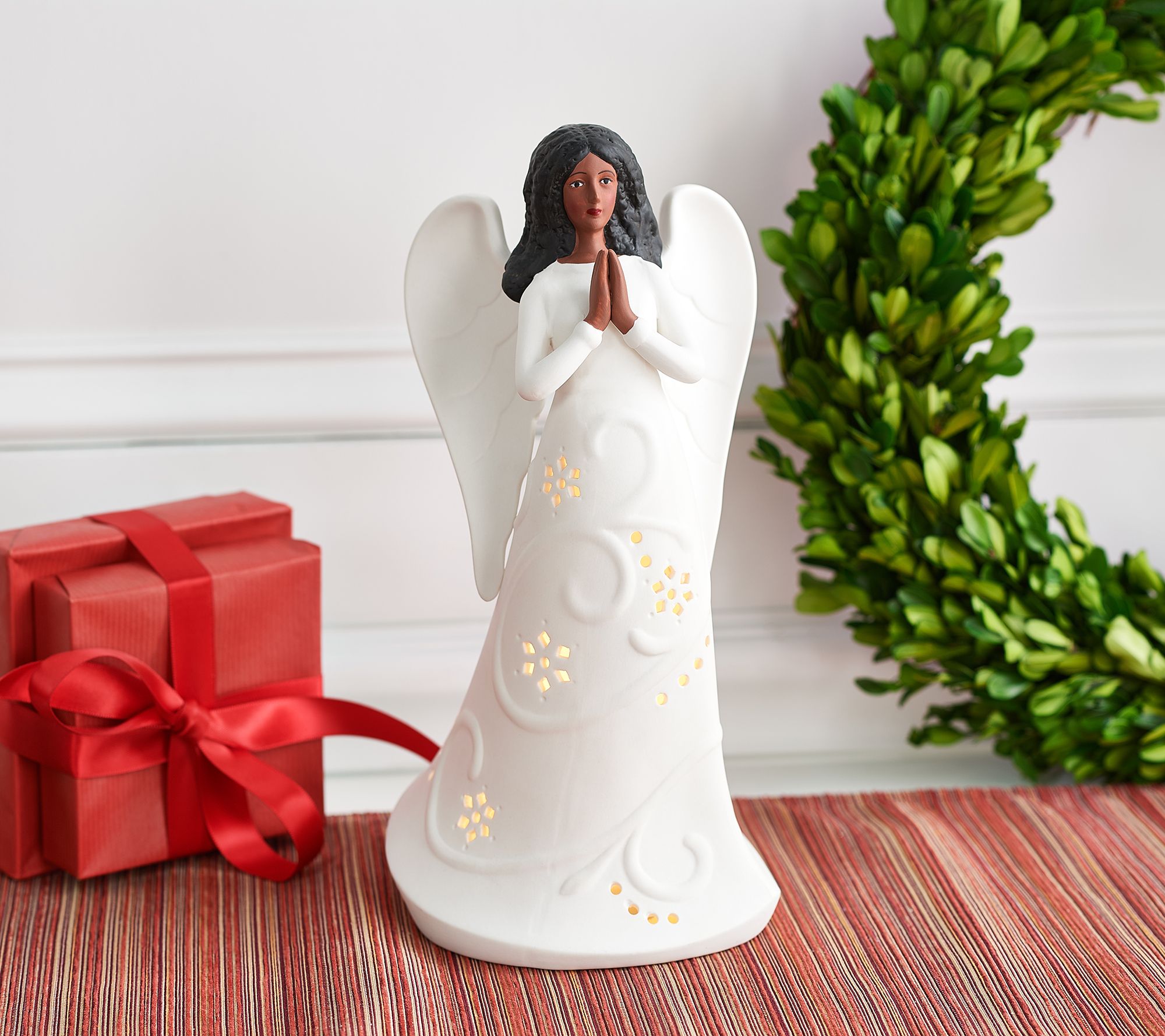 "As Is" 9.5" Illuminated Ceramic Angel by Valerie - QVC.com