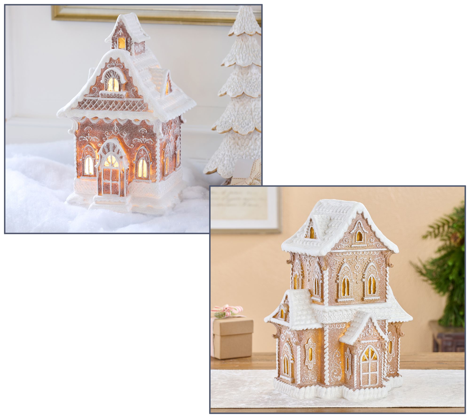 Illuminated Gingerbread Lace Church or Cottage by Valerie - QVC.com