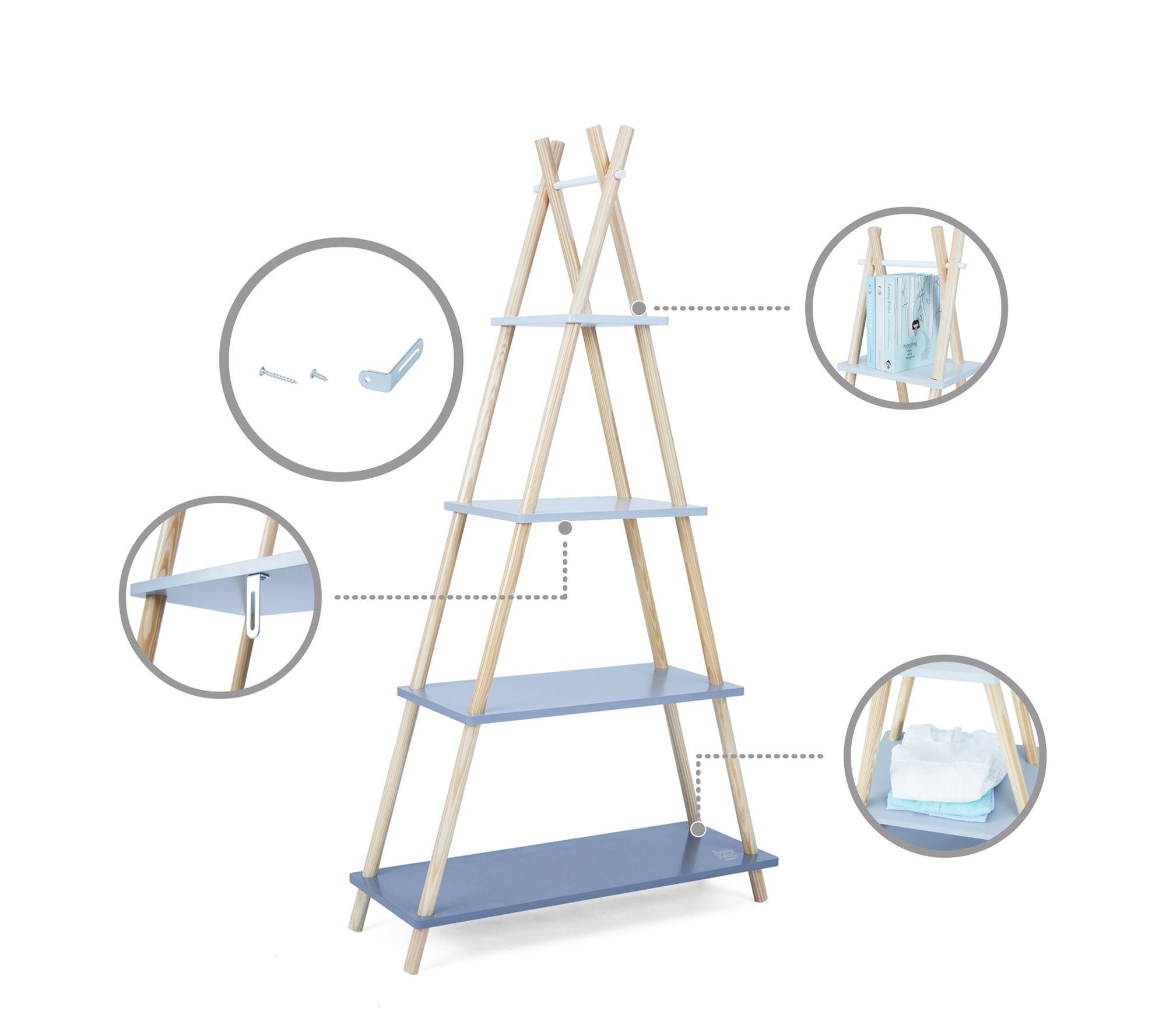 Teamson Kids Simplicity Pyramid Shelf Bookcase - QVC.com