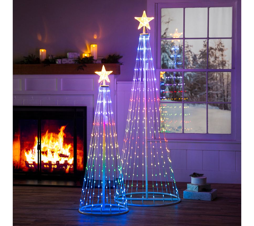 Evergreen Indoor/Outdoor Cone tree with RGB Lights 47" - QVC.com
