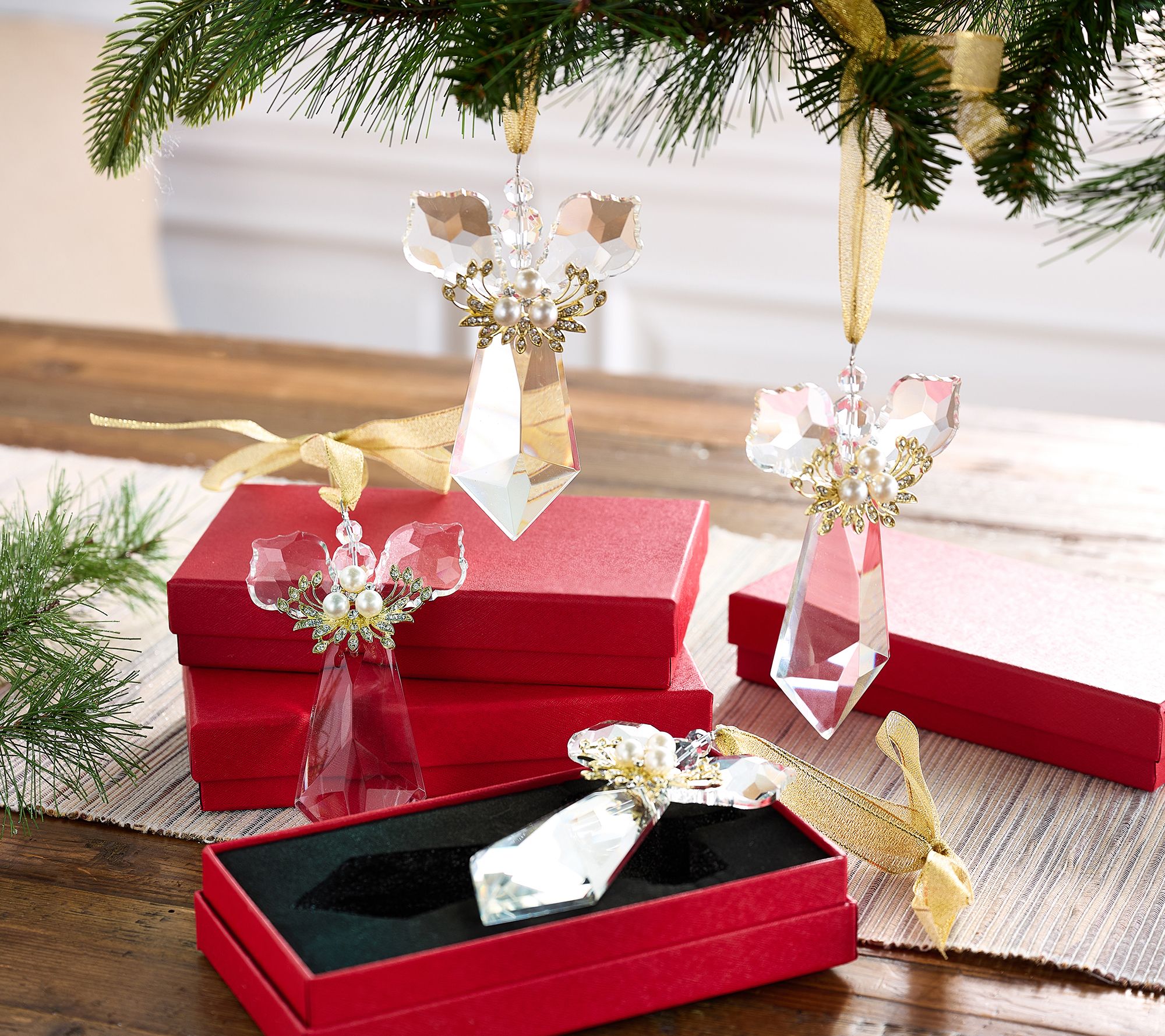 "As Is" Set of 4 Faceted Angel Ornaments by Valerie - QVC.com