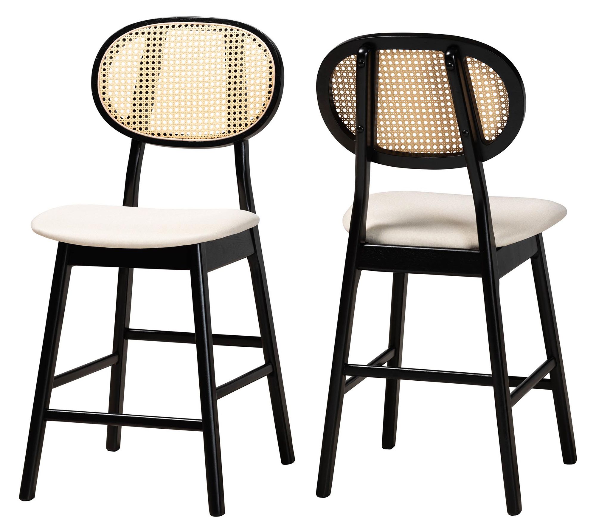 Baxton Studio Darrion Cream Fabric 2-Piece Counter Stool Set - QVC.com
