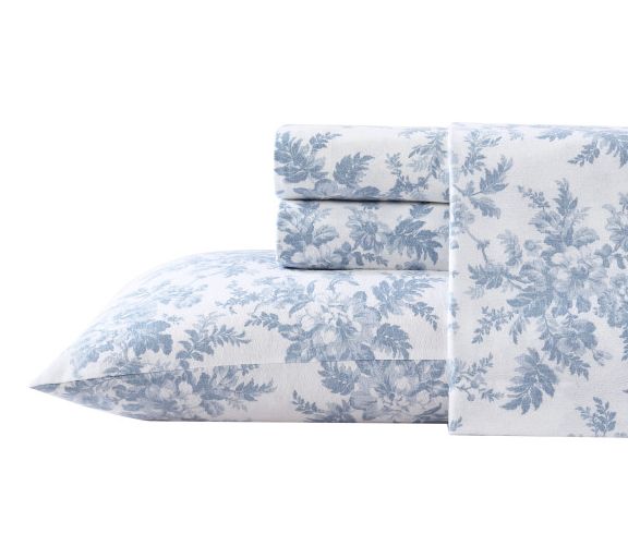 Laura Ashley Va nessa Blue King Flannel Sheet Set - QVC.com