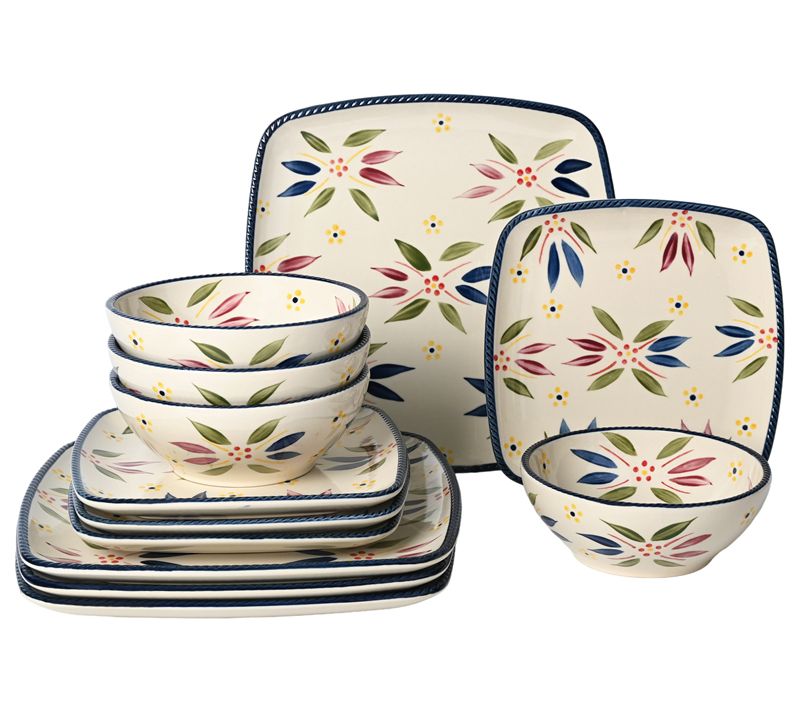 Temp-tations Old World 12-piece Square Dinnerware Set - QVC.com
