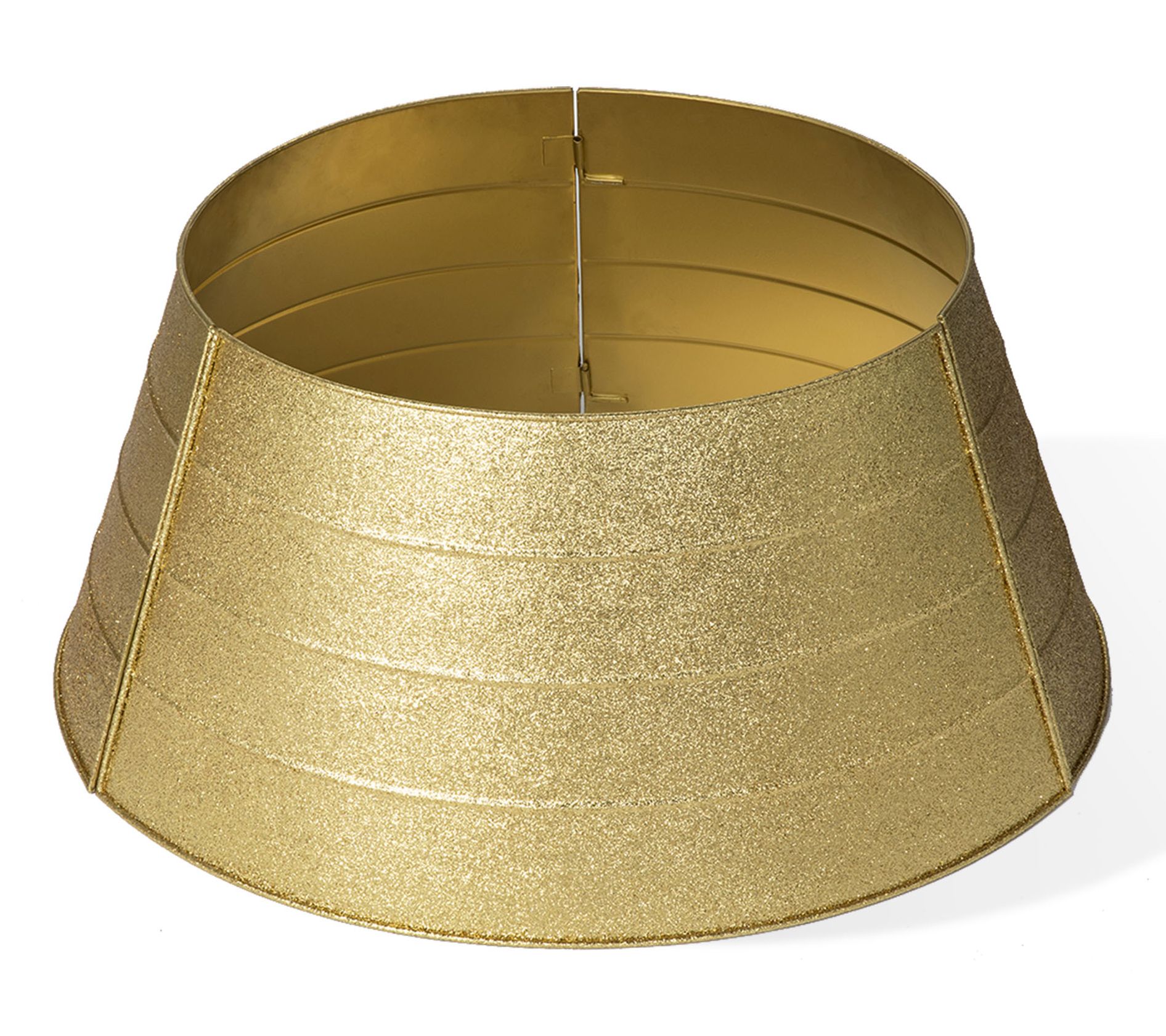Glitzhome 25.75"D Gold Metalic Glitter Christmas Tree Collar - QVC.com